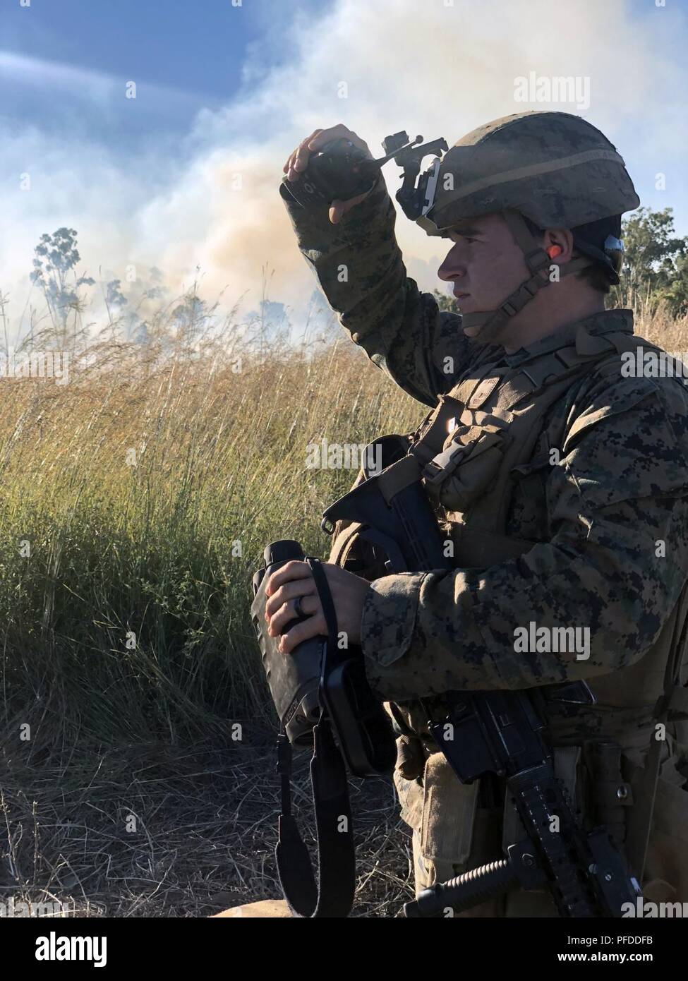 U.S. Marine Tyler Matla, Scout observer with 2nd Battalion 4th Marines ...