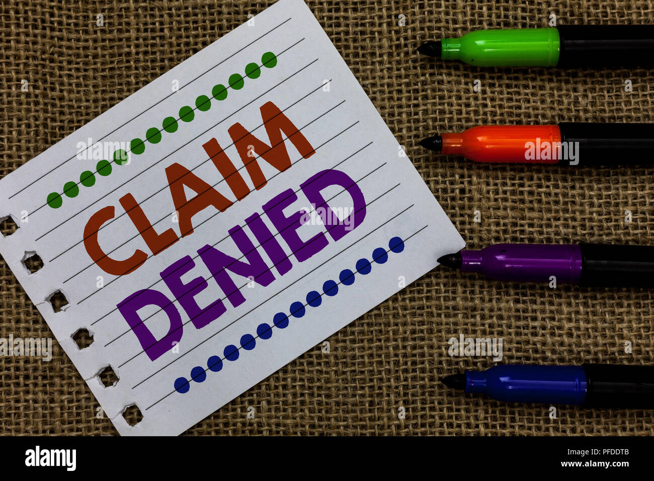 Handwriting text writing Claim Denied. Concept meaning Requested ...