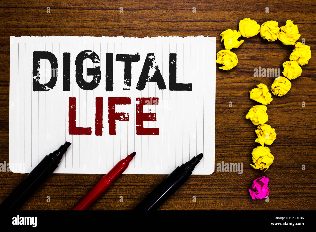 Handwriting text writing Digital Life. Concept meaning Living in a ...