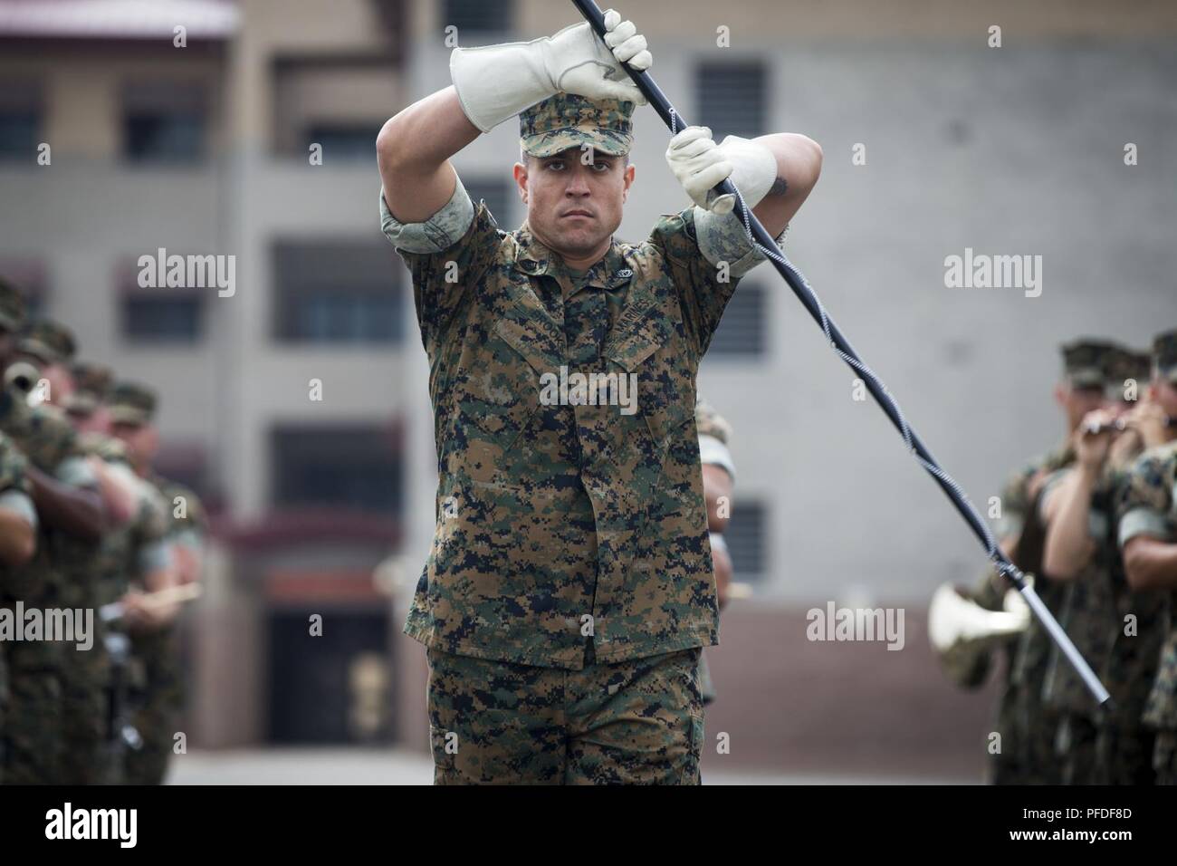 Gunnery Sgt. Robert J. Brooks, drum major, 1st Marine Division Band ...