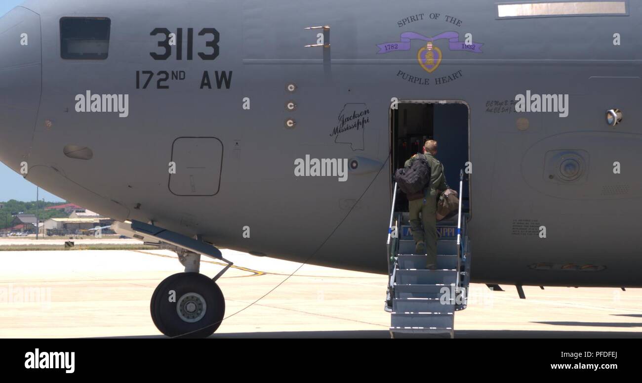 A U.S. Air Force C-17 Globemaster III from the Mississippi Air National ...