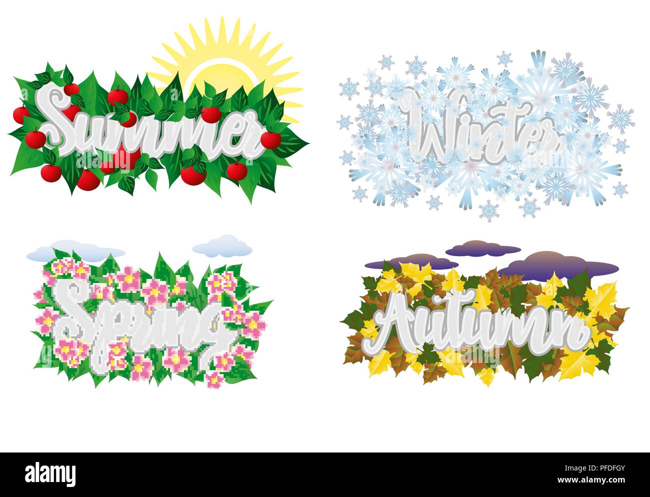 Four seasons word banners, vector illustration Stock Vector Image & Art ...