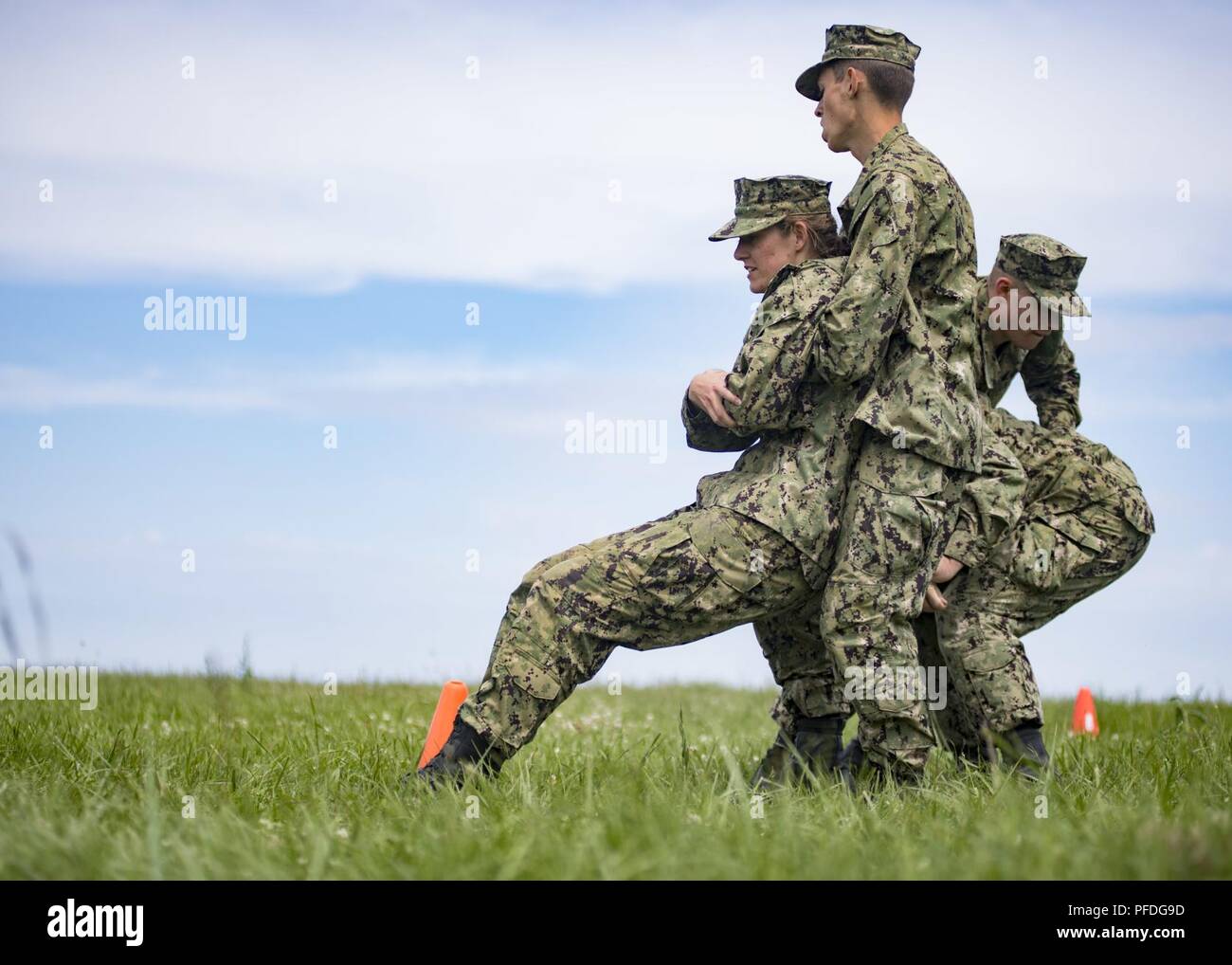 NEWPORT, R.I. (June 11, 2018) Navy ROTC Midshipmen conduct a casualty ...