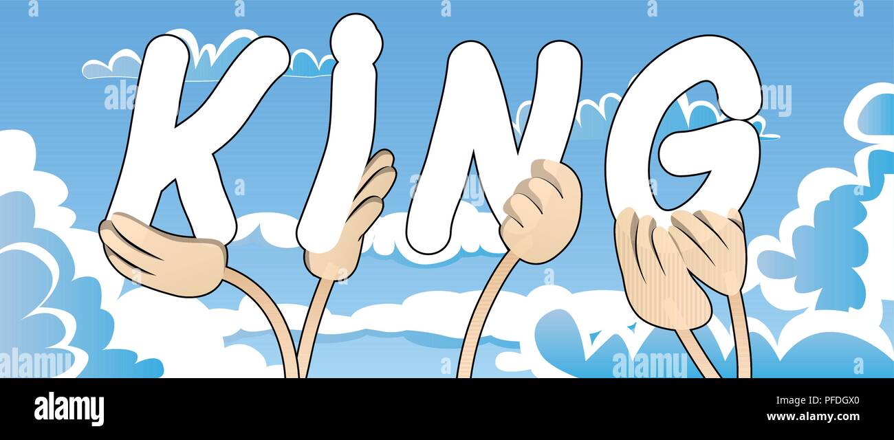 Diverse hands holding letters of the alphabet created the word King ...