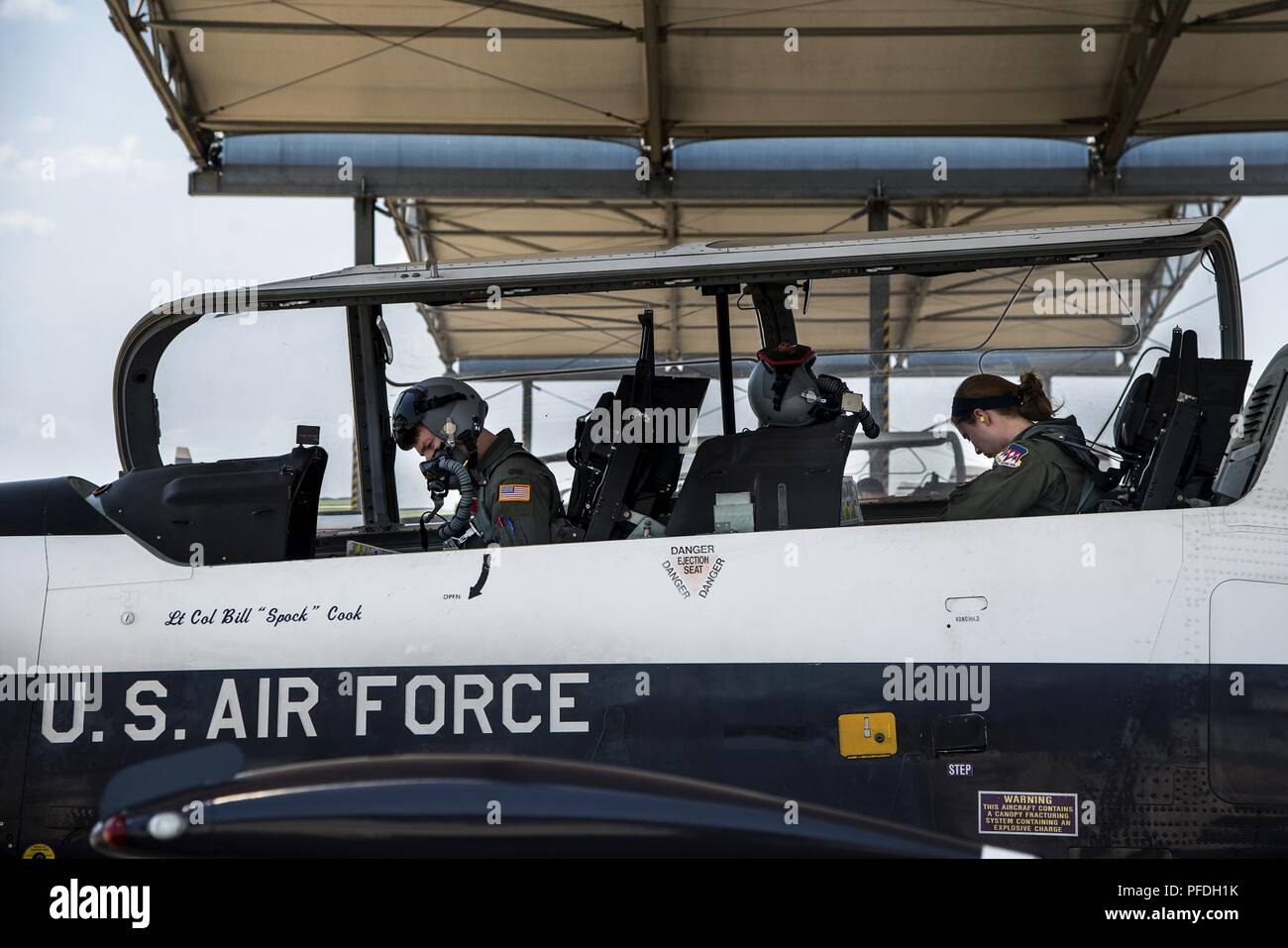 Vance pilots prepare a T-6 Texan II for a training flight June 13, 2018 ...