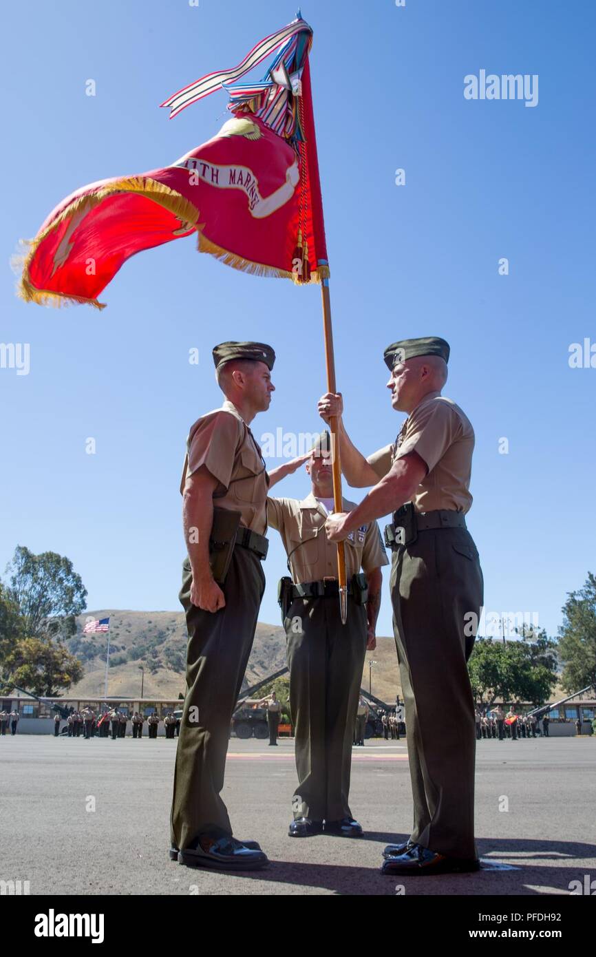 U.S. Marine Corps Lt. Col. Kenneth Mazo, left, the incoming commanding ...