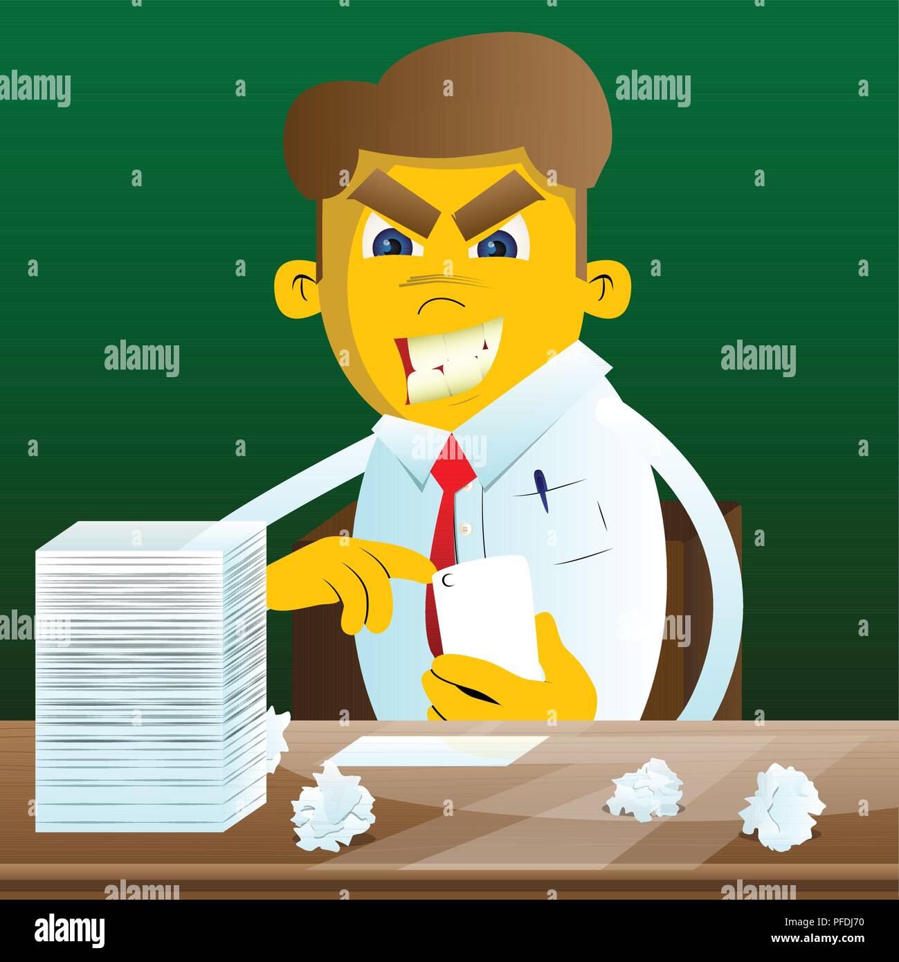 Yellow man using a mobile phone. Vector cartoon illustration Stock ...