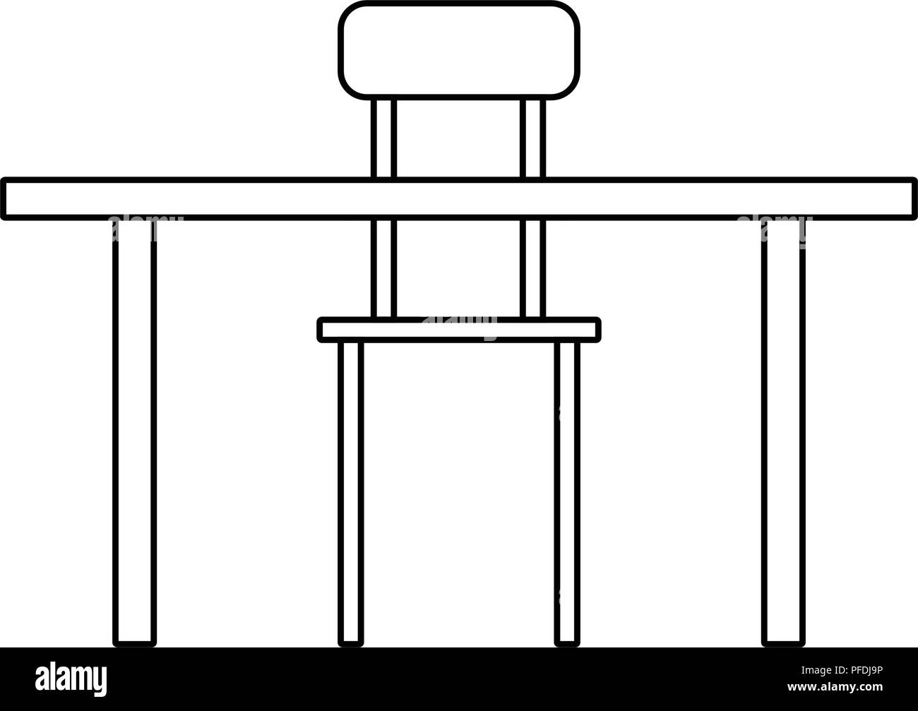 Icon of Table and chair. Thin line design. Vector illustration Stock ...