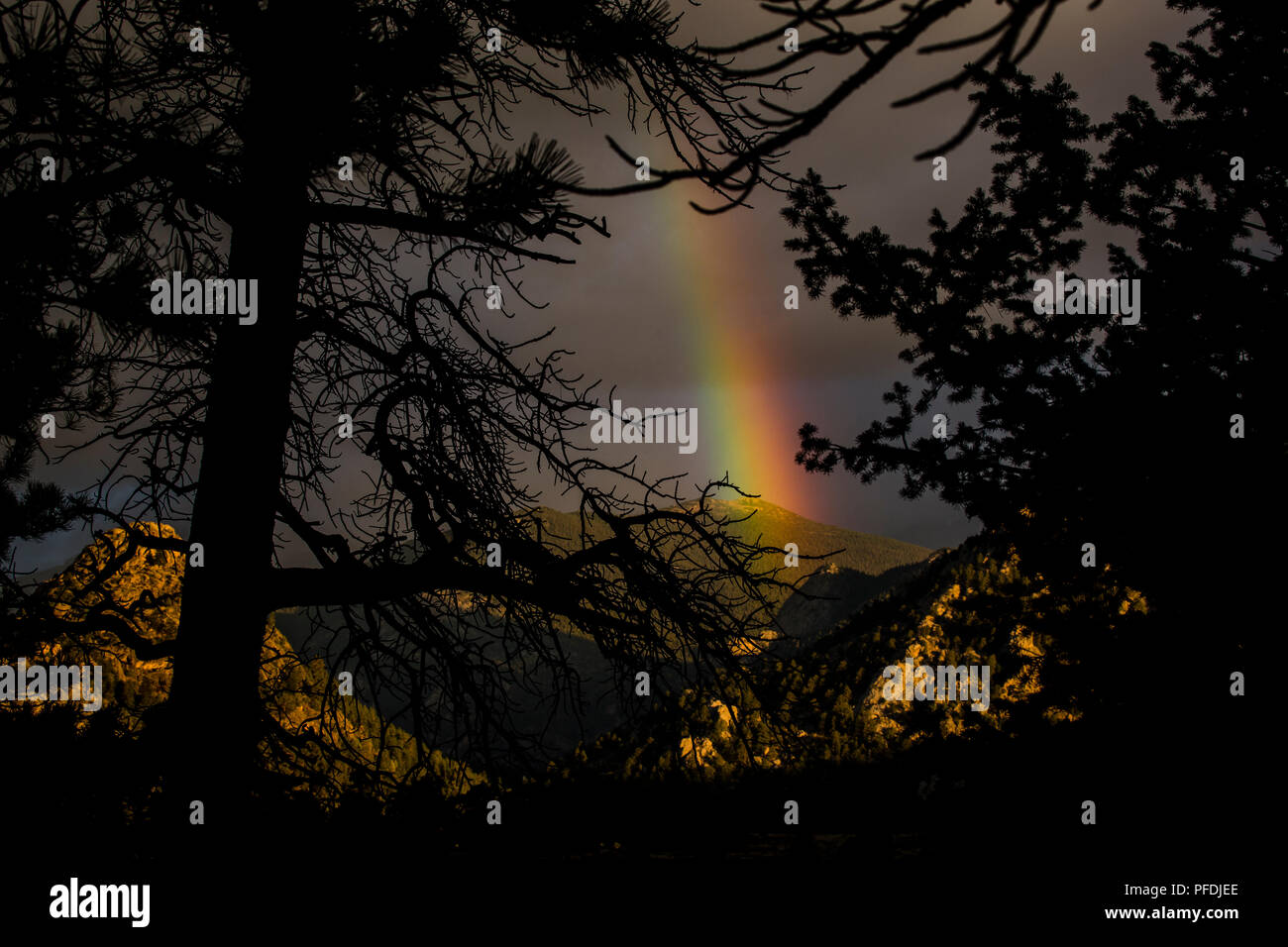 Rainbow over the Rocky Mountains, Colorado, USA Stock Photo - Alamy