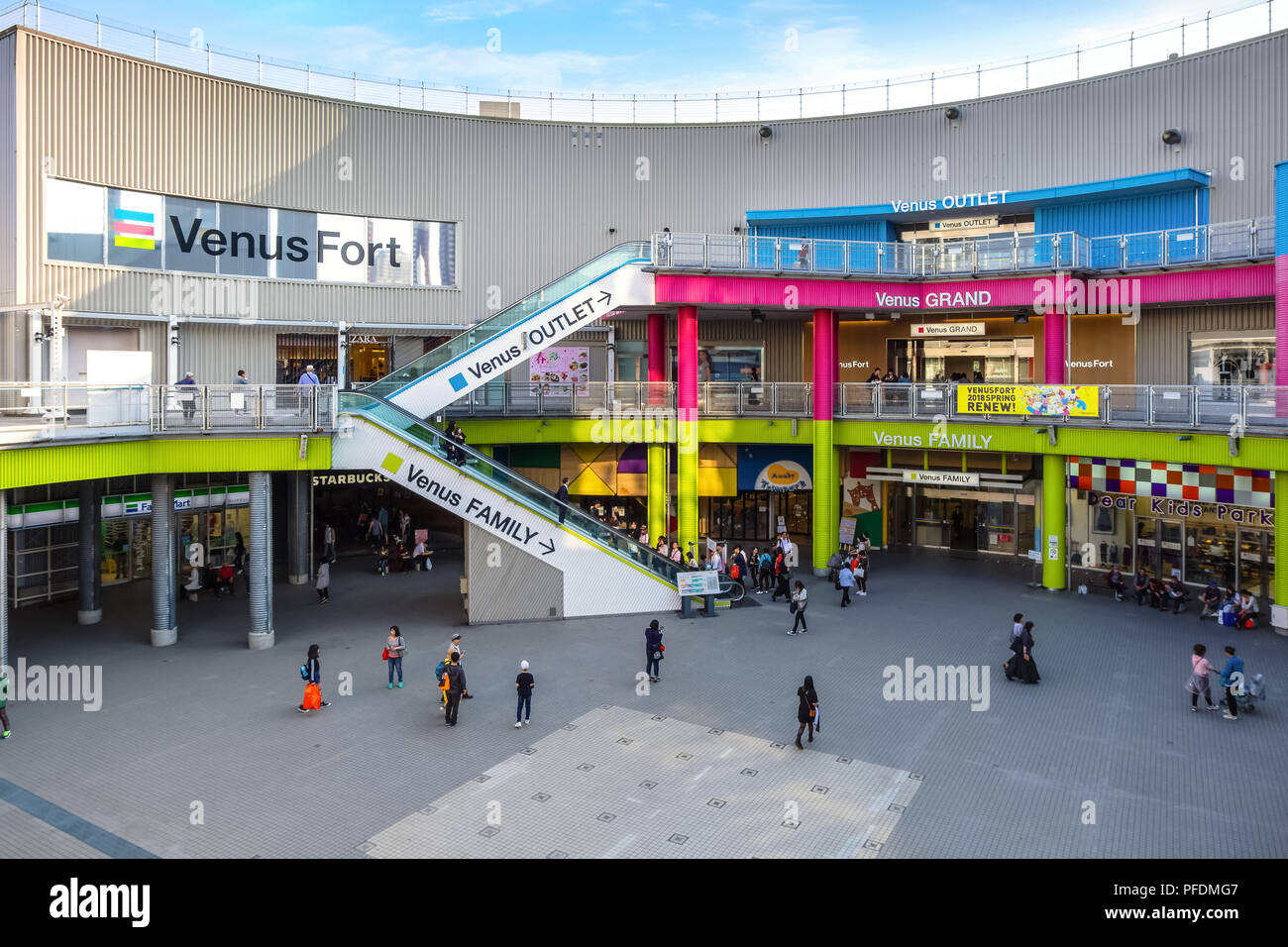 TOKYO, JAPAN - APRIL 20 2018: Venus Fort is a large venice theme ...