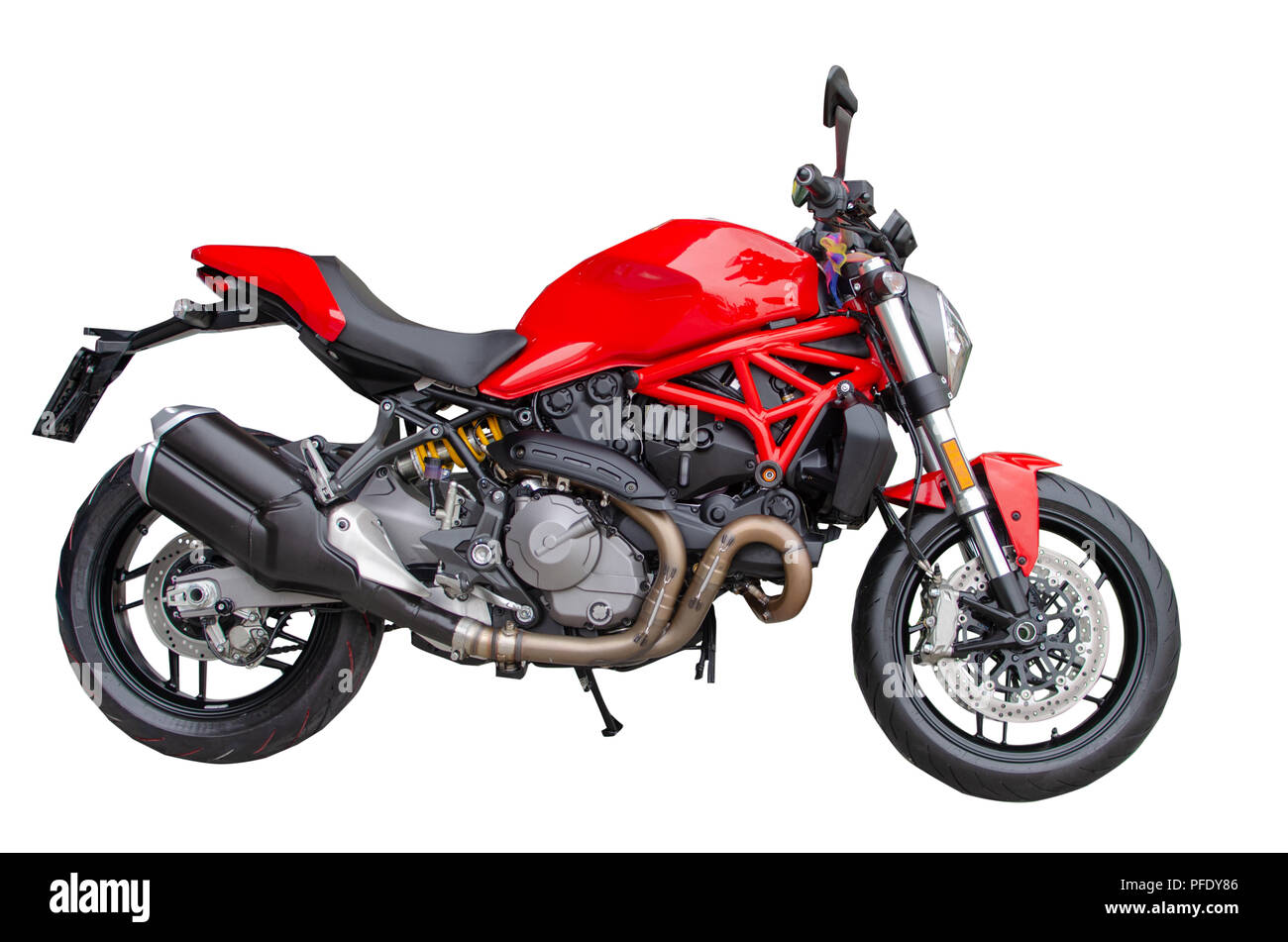 Big Bike Motorcycle red on the white background.clip paths Stock Photo ...
