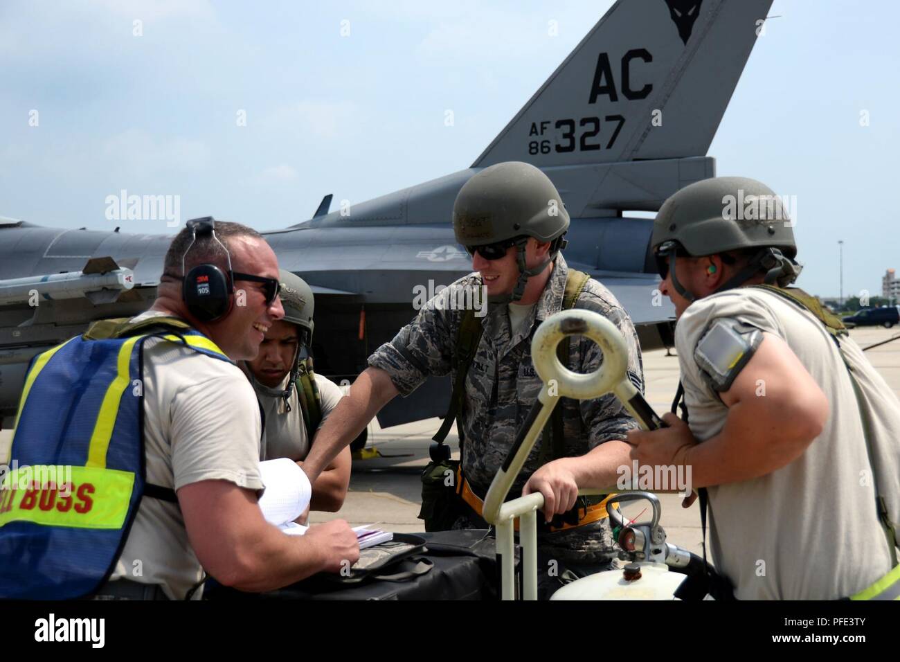 U.S. Air Force Airmen with the 177th Maintenance Group, participate in ...