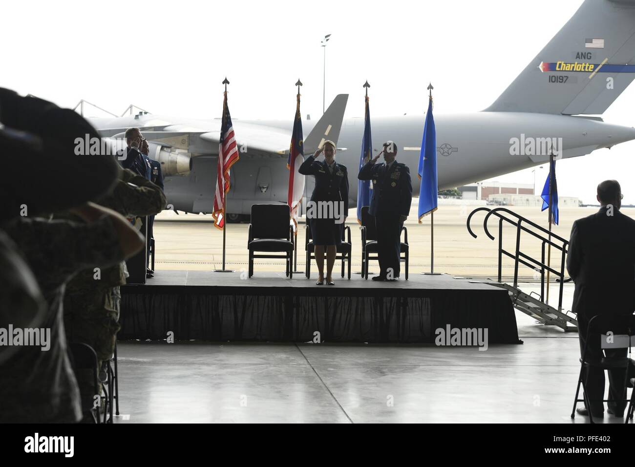 U.S. Air Force Col. Bryony Terrell, commander of the 145th Airlift Wing ...