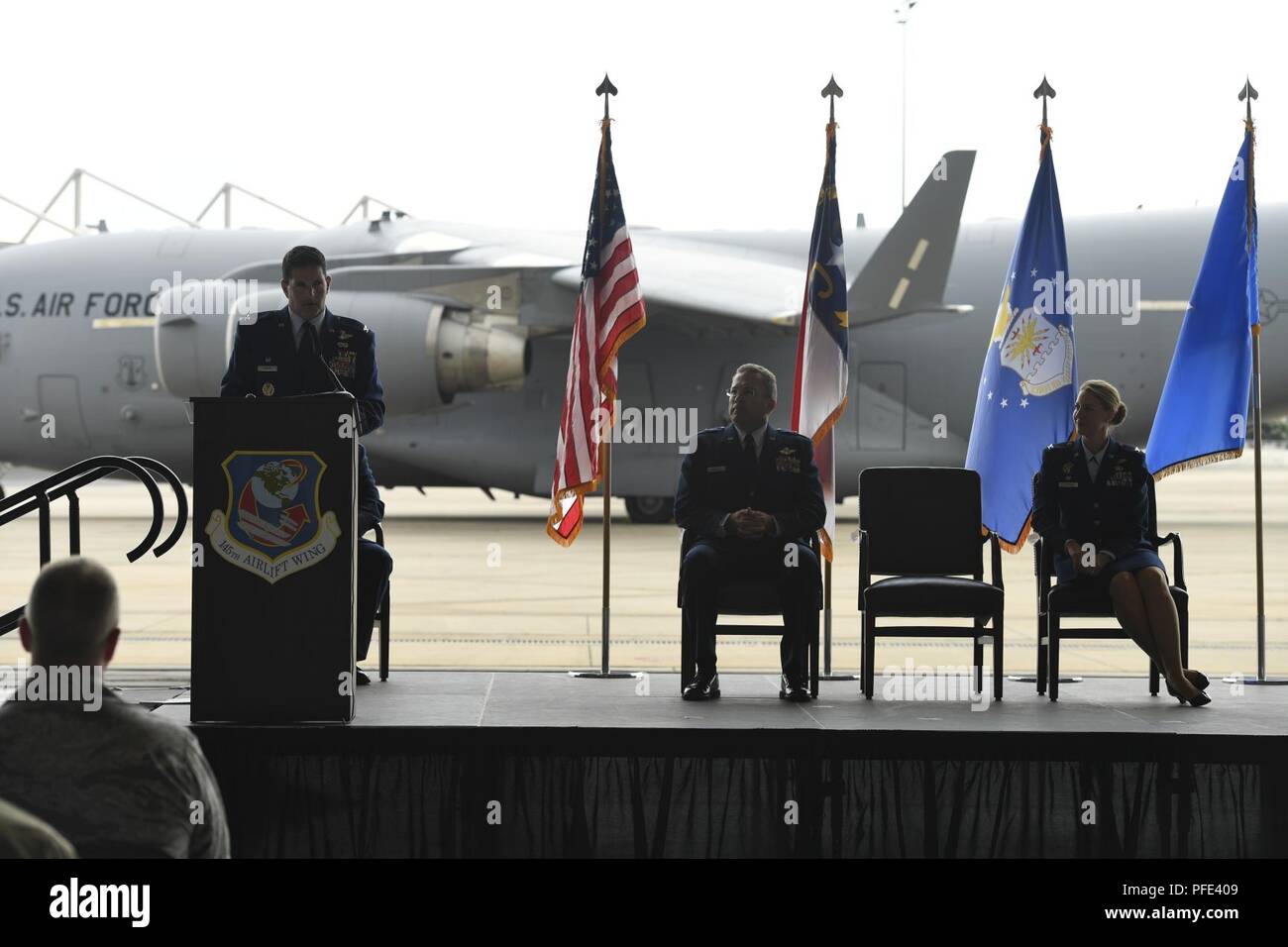 U.S. Air Force Col. Michael Gerock, commander of the 145th Airlift Wing ...