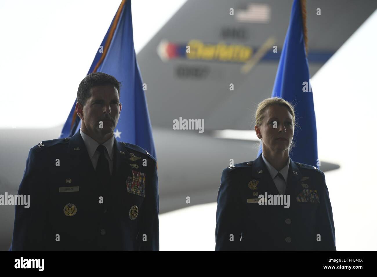 U.S. Air Force Col. Micheal Gerock (left), commander of the 145th ...