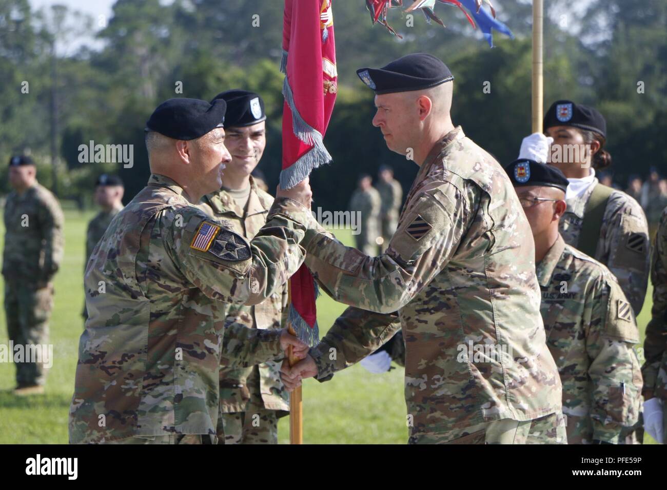 Lt. Col. Joshua Lamotte (right) commander of 703rd Brigade Support ...