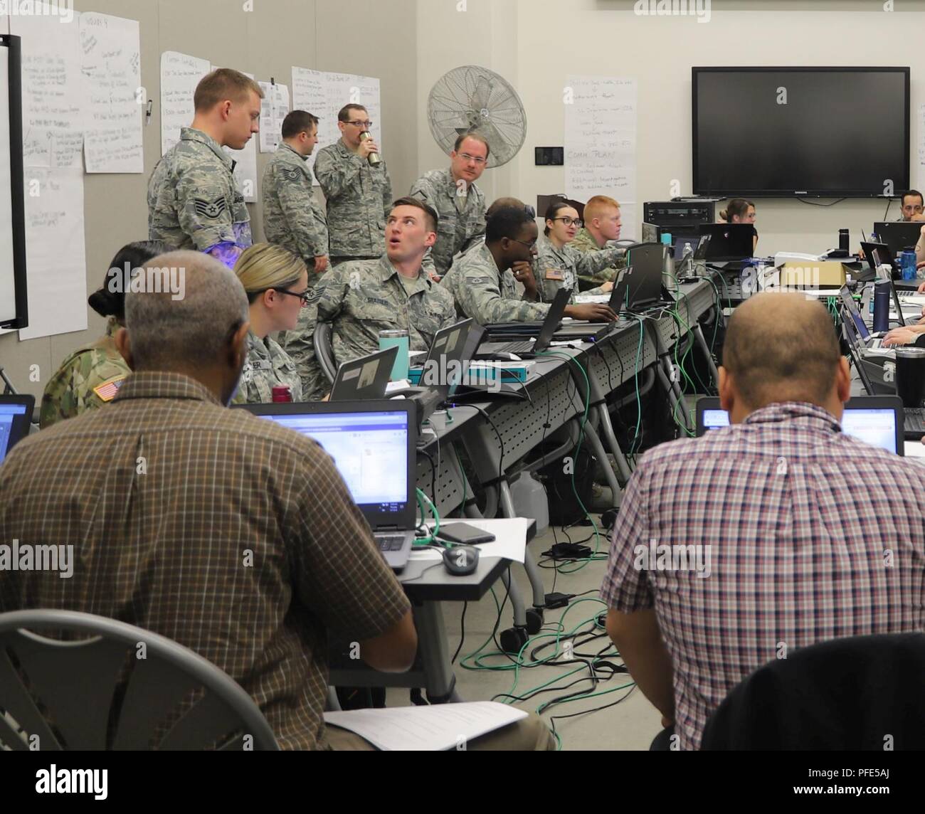 BOURNE, Mass -- Soldiers and Airmen training with the Cyber Yankee 2018 ...