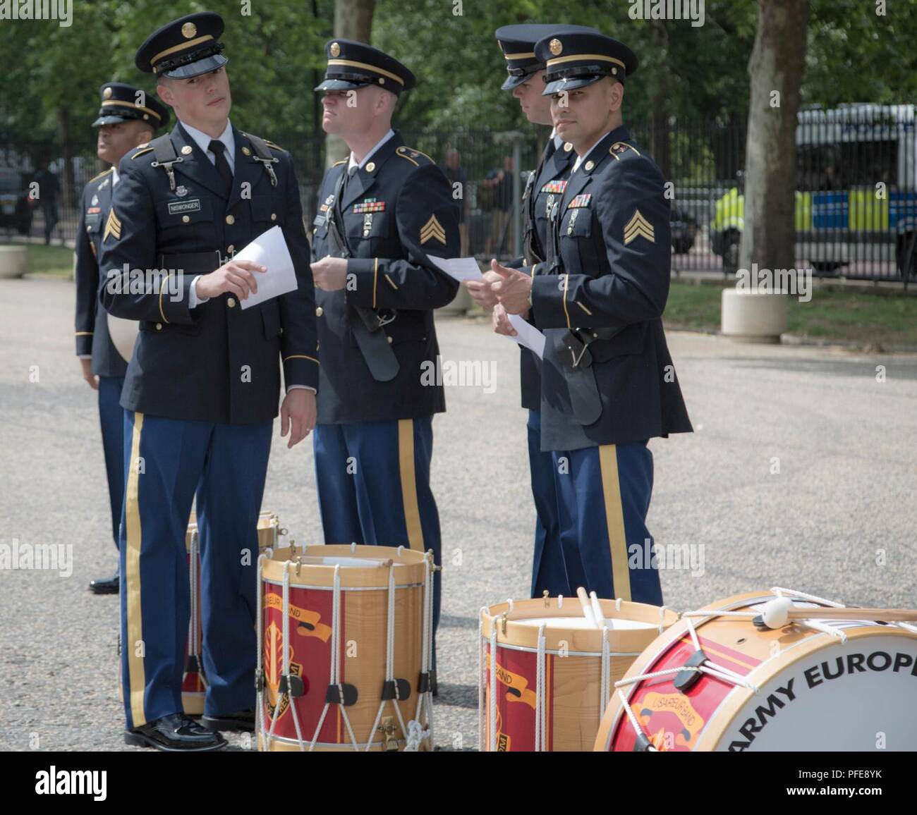The USAREUR Band percussion section gets ready for rehearsals for the ...