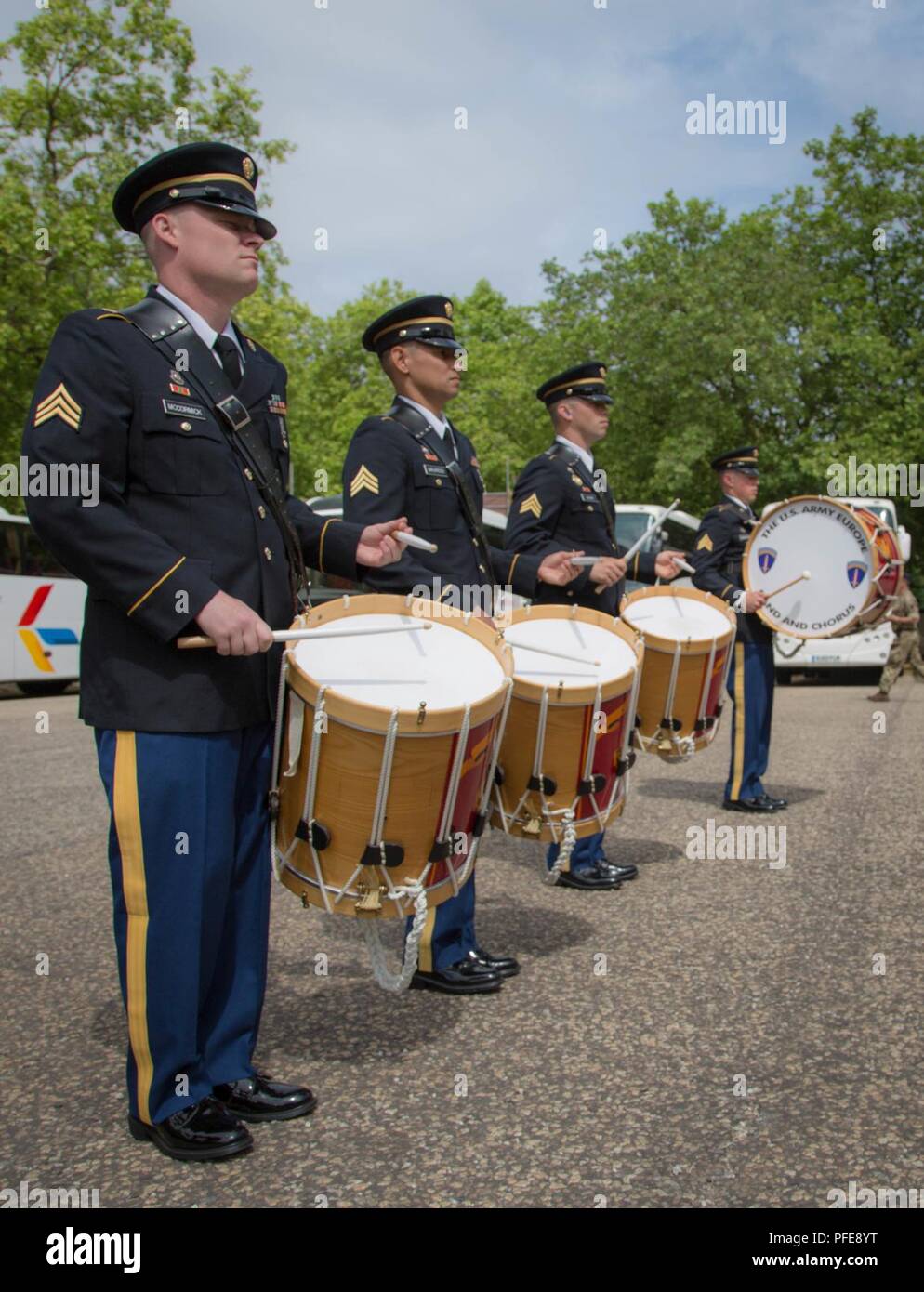 The USAREUR Band percussion section gets ready for rehearsals for the ...