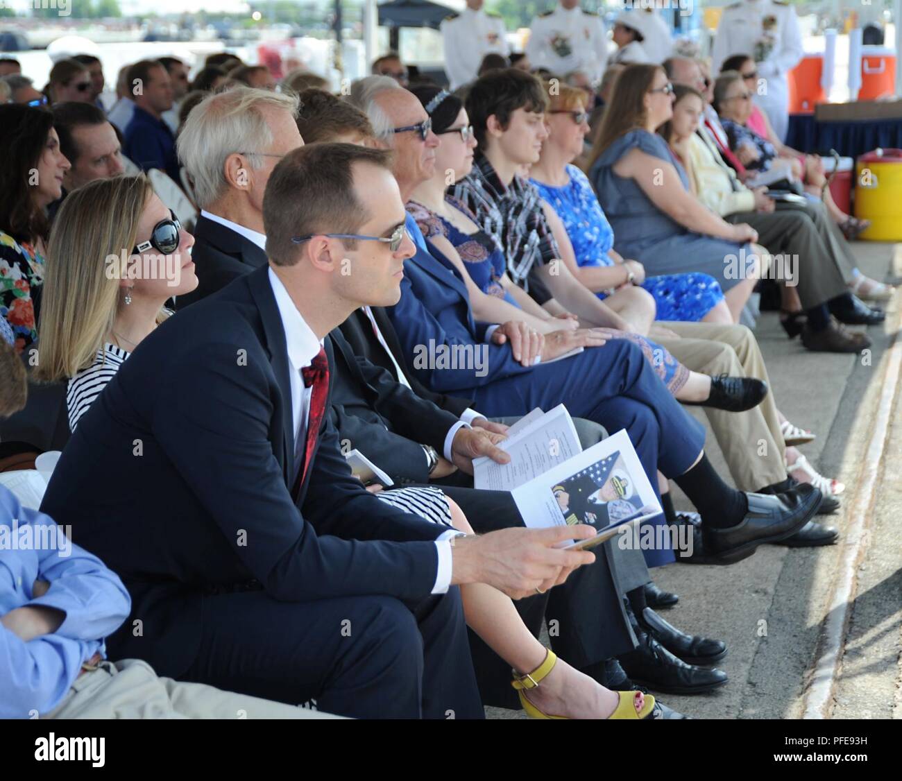 Guests attend the change of command ceremony for USS Boise (SSN 764) at ...