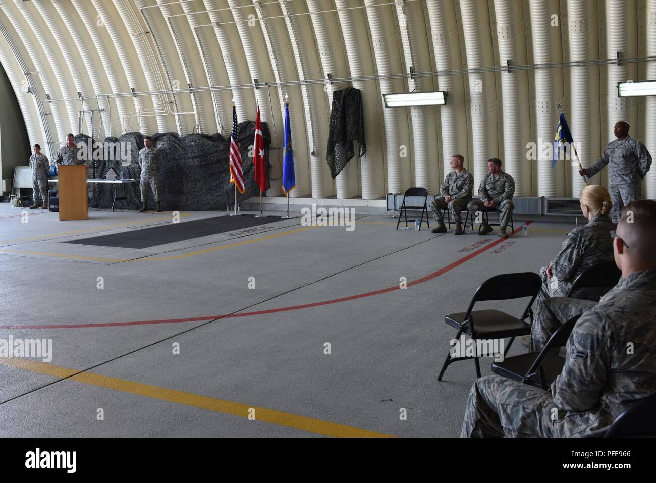 U.S. Air Force Col. David Eaglin speaks during the 39th Weapons System Security Group change of ...