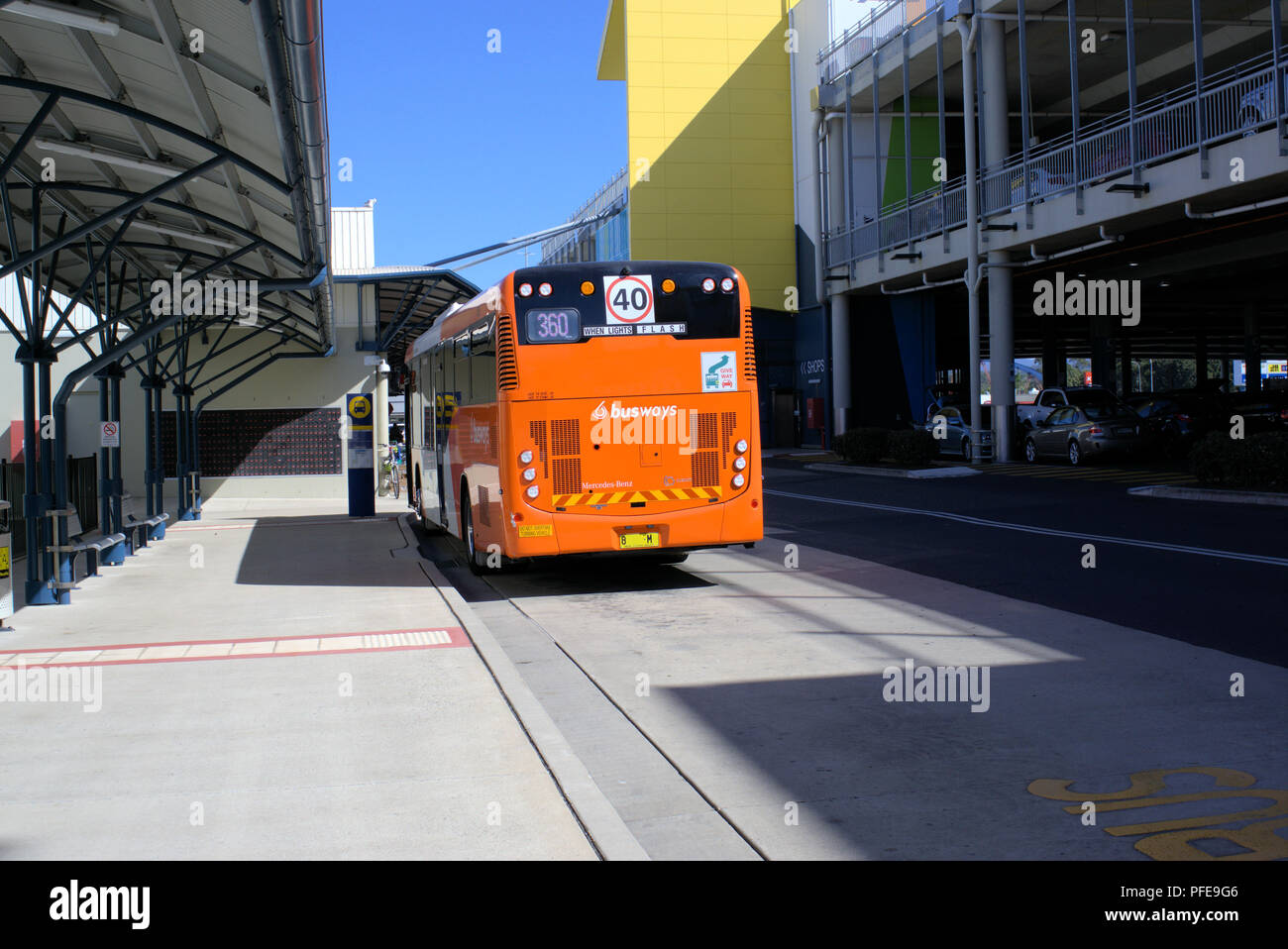 Public bus waiting at bus stop in Australia, Coffs Harbour in New South ...
