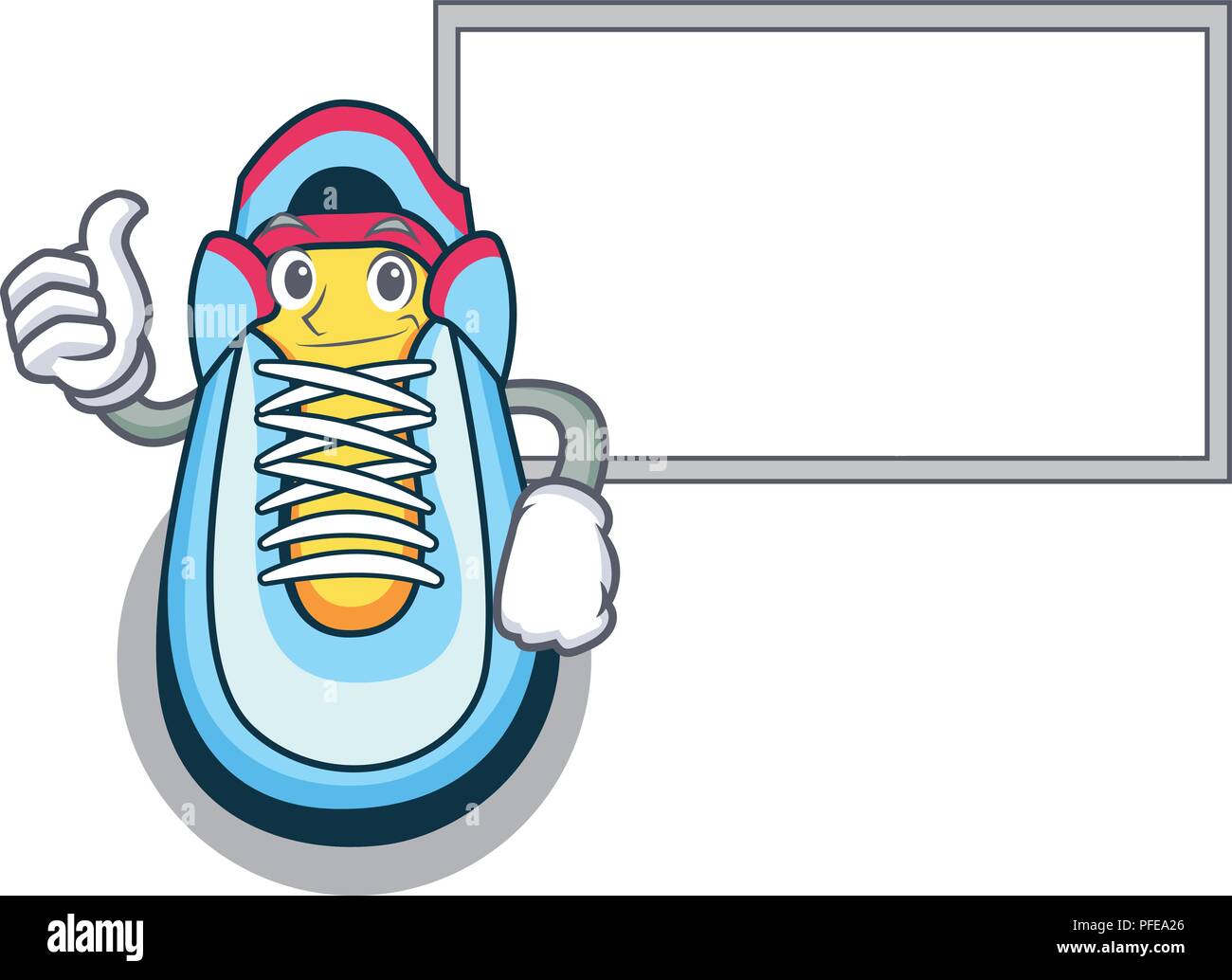 Thumbs up with board classic sneaker character style Stock Vector Image ...