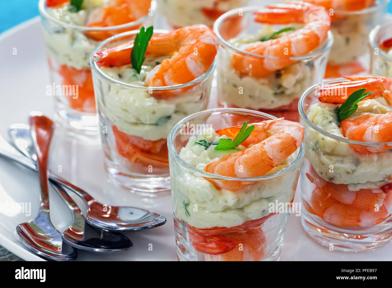 individual Cocktail Shrimp shot glasses with delicious homemade tartar ...