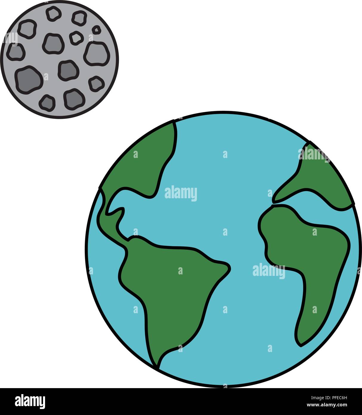 world planet earth with moon vector illustration design Stock Vector ...
