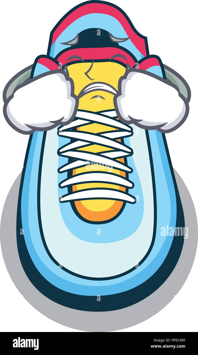 Crying cartoon sneaker with rubber toe Stock Vector Image & Art - Alamy