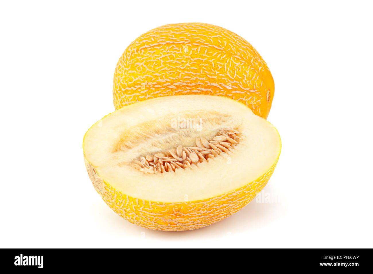Melon sweet fruit closeup isolated on white background Stock Photo - Alamy