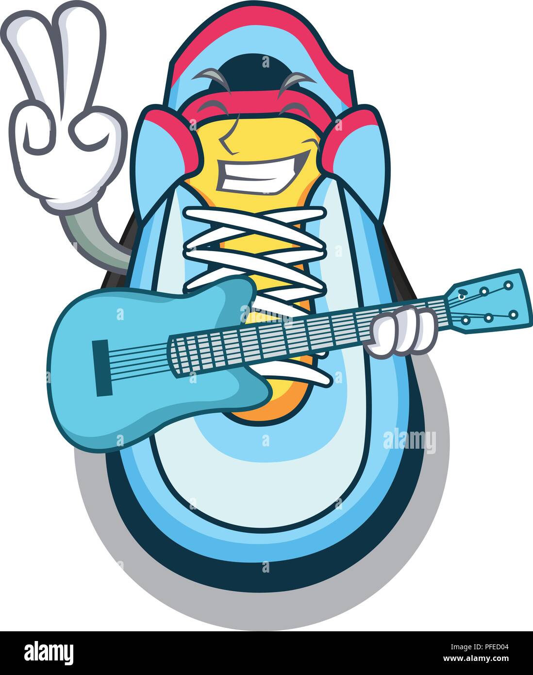 With guitar cartoon sneaker with rubber toe Stock Vector Image & Art ...