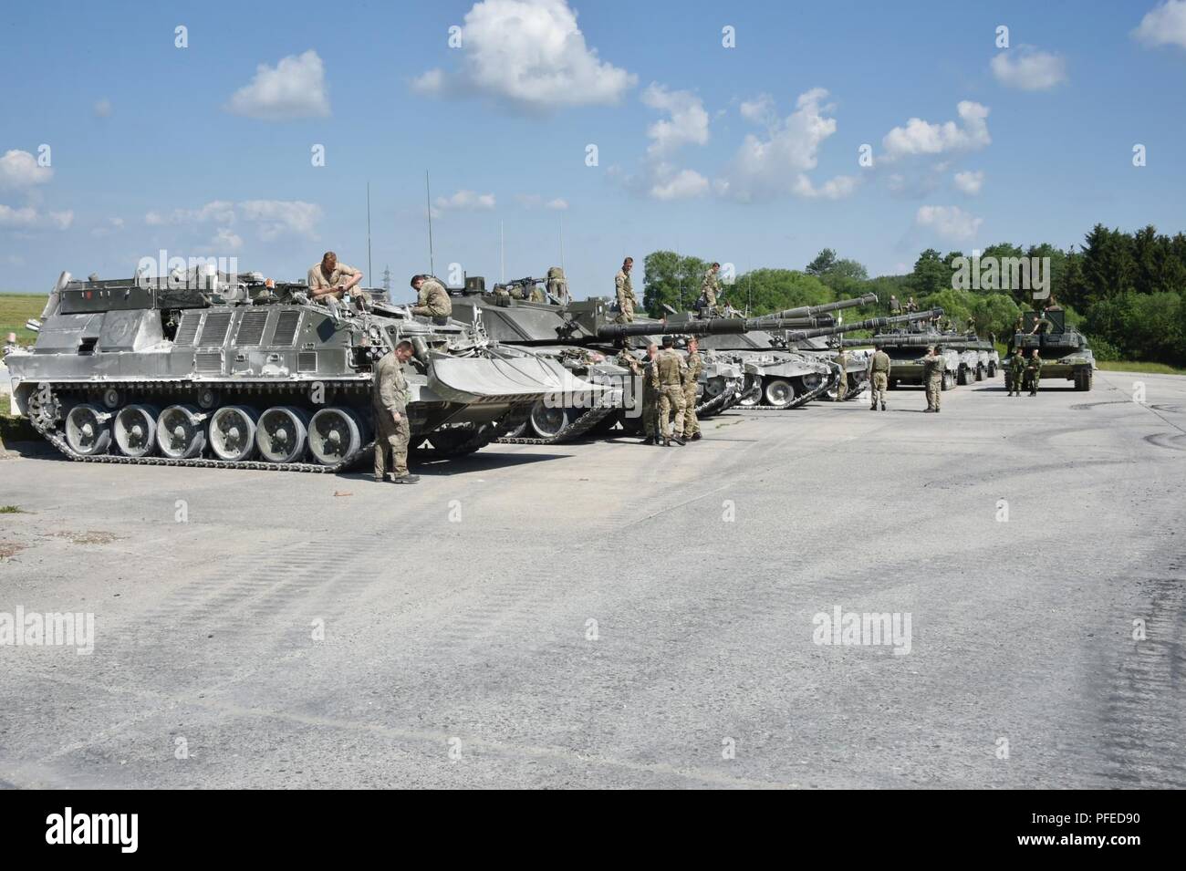 British soldiers with the Queen’s Royal Hussars arrive at a range with ...