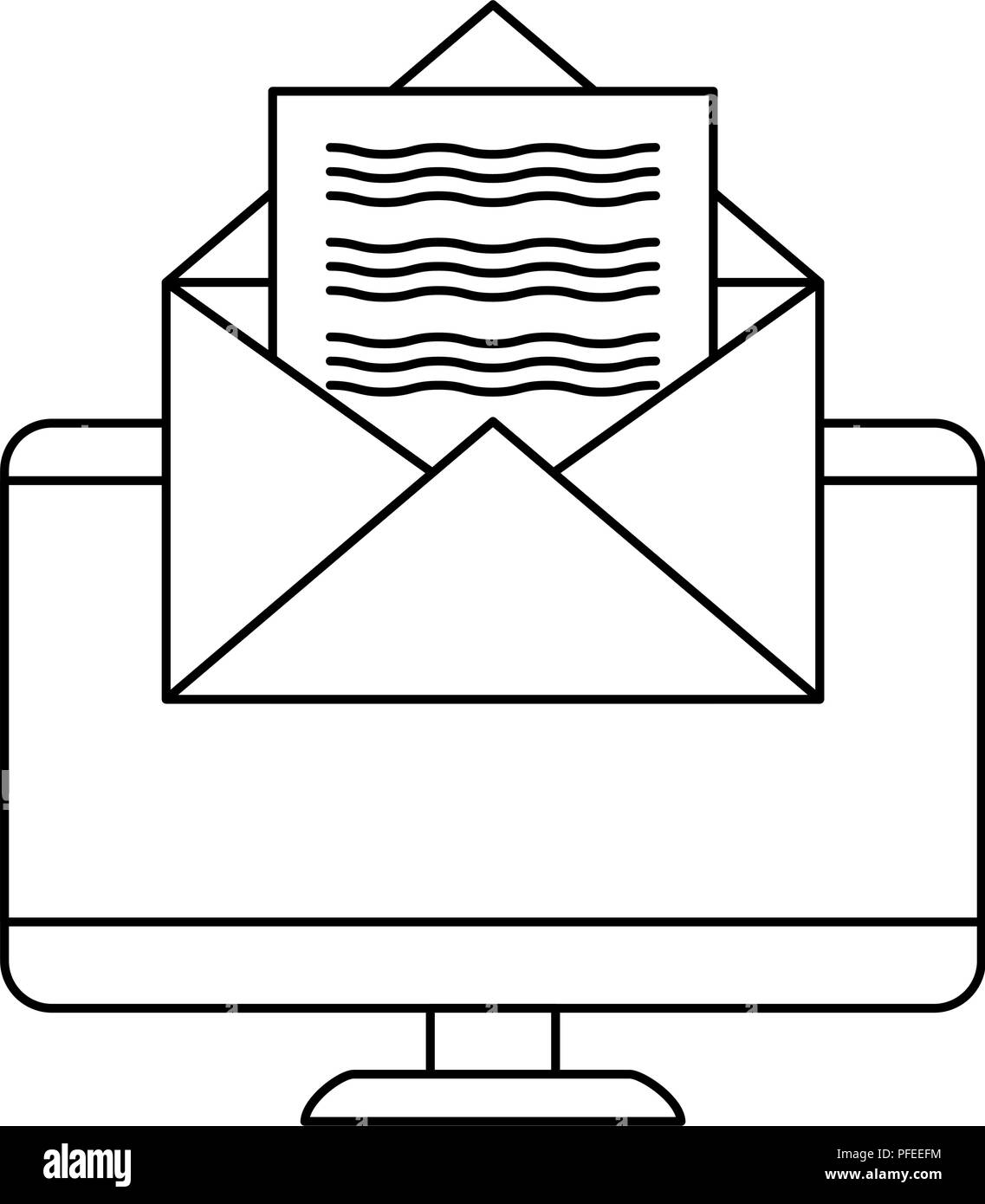 computer with envelope mail vector illustration design Stock Vector ...