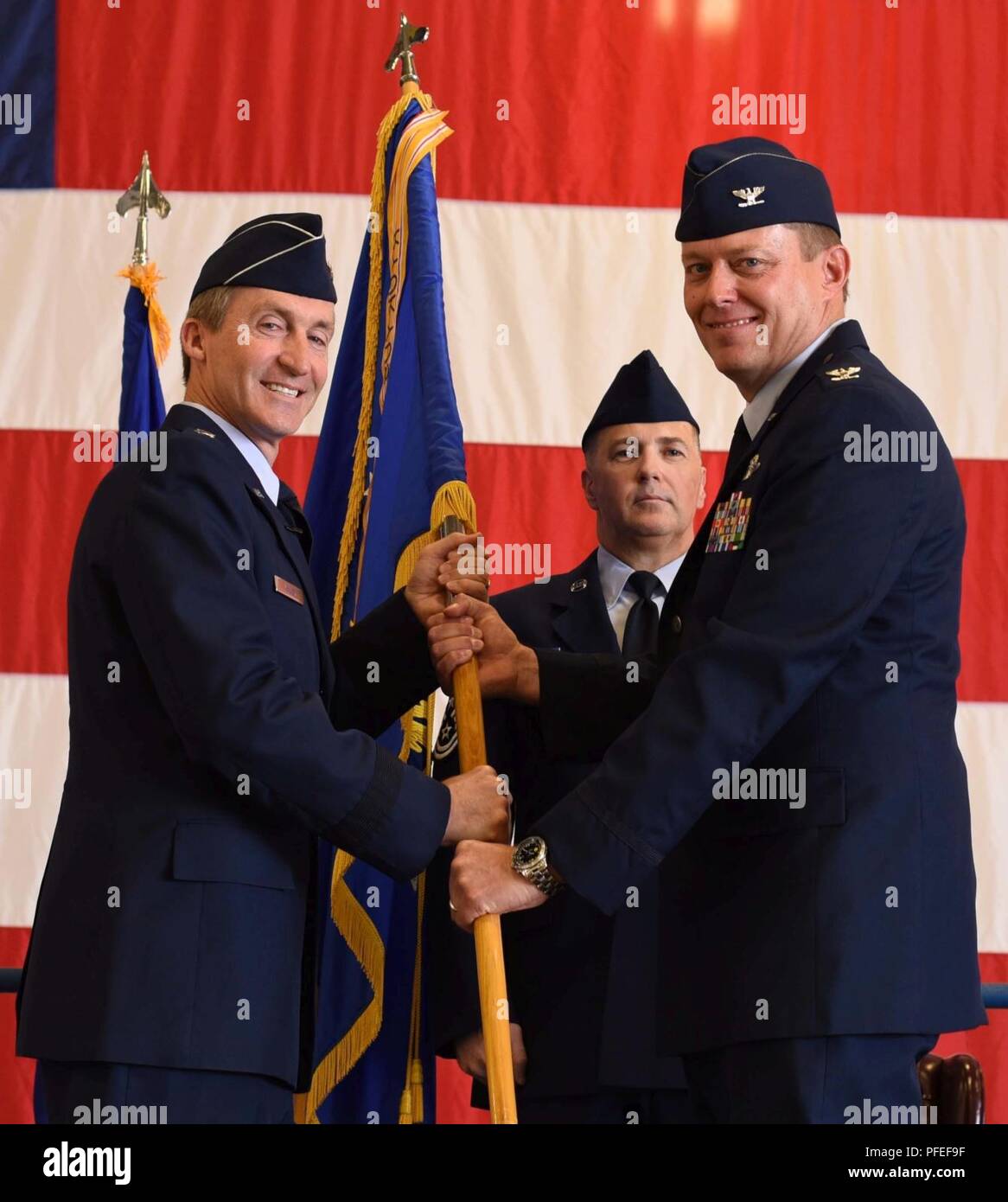 Col. Mitchell A. Hanson takes command of the 301st Fighter Wing during a change of command ...