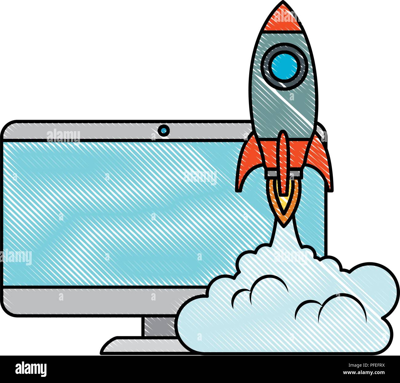 monitor computer with rocket launcher Stock Vector Image & Art - Alamy