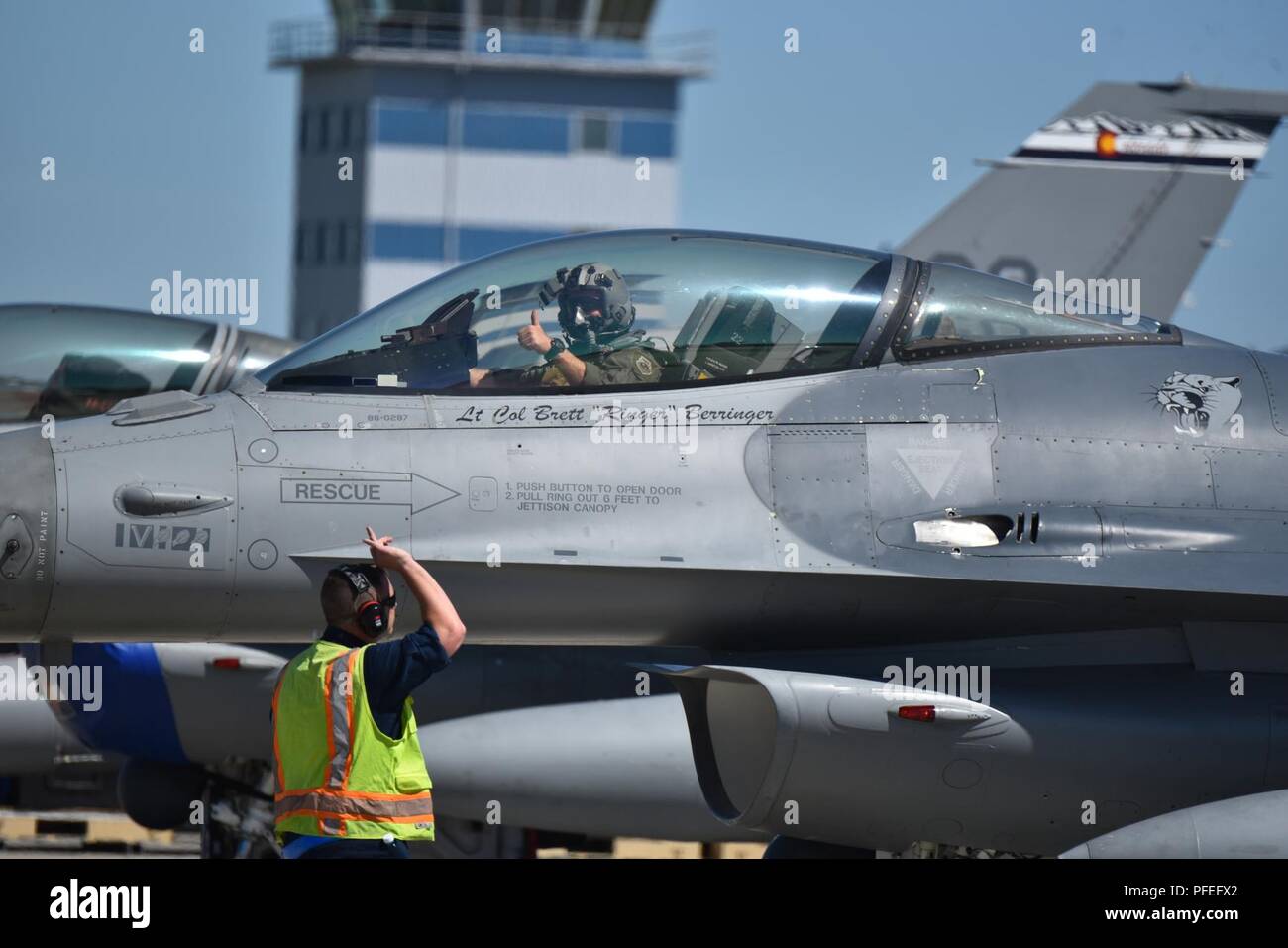 U.S. Air Force Lt. Col. Melka "Kojack", an F-16 Fighting Falcon pilot ...