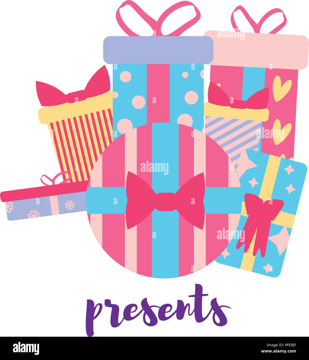 Vector illustration. Set of presents in the style of a flat Stock ...
