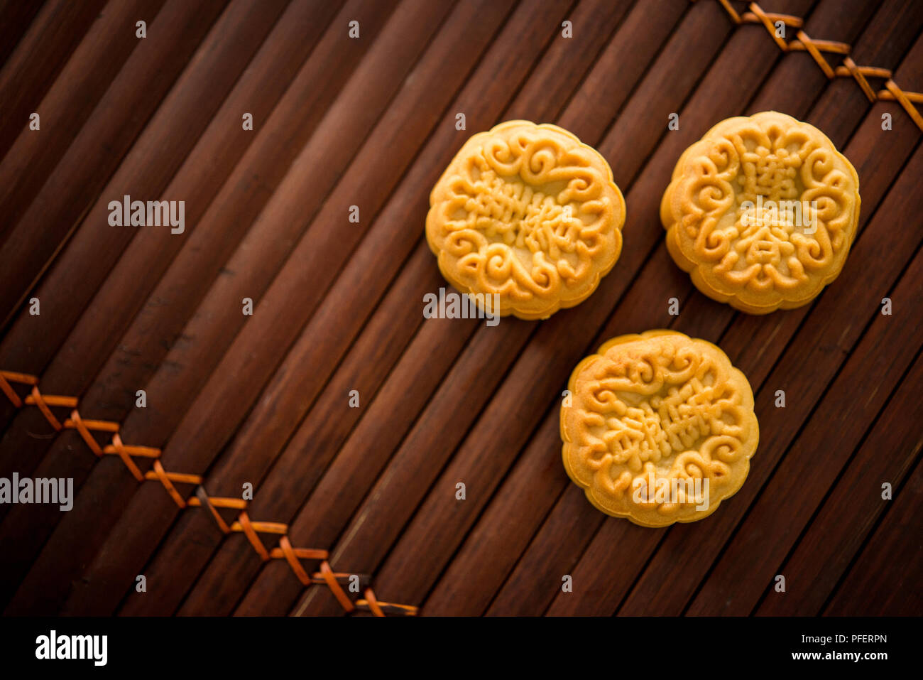 Traditional baked moon cakes is offered to friends or family during Mid ...