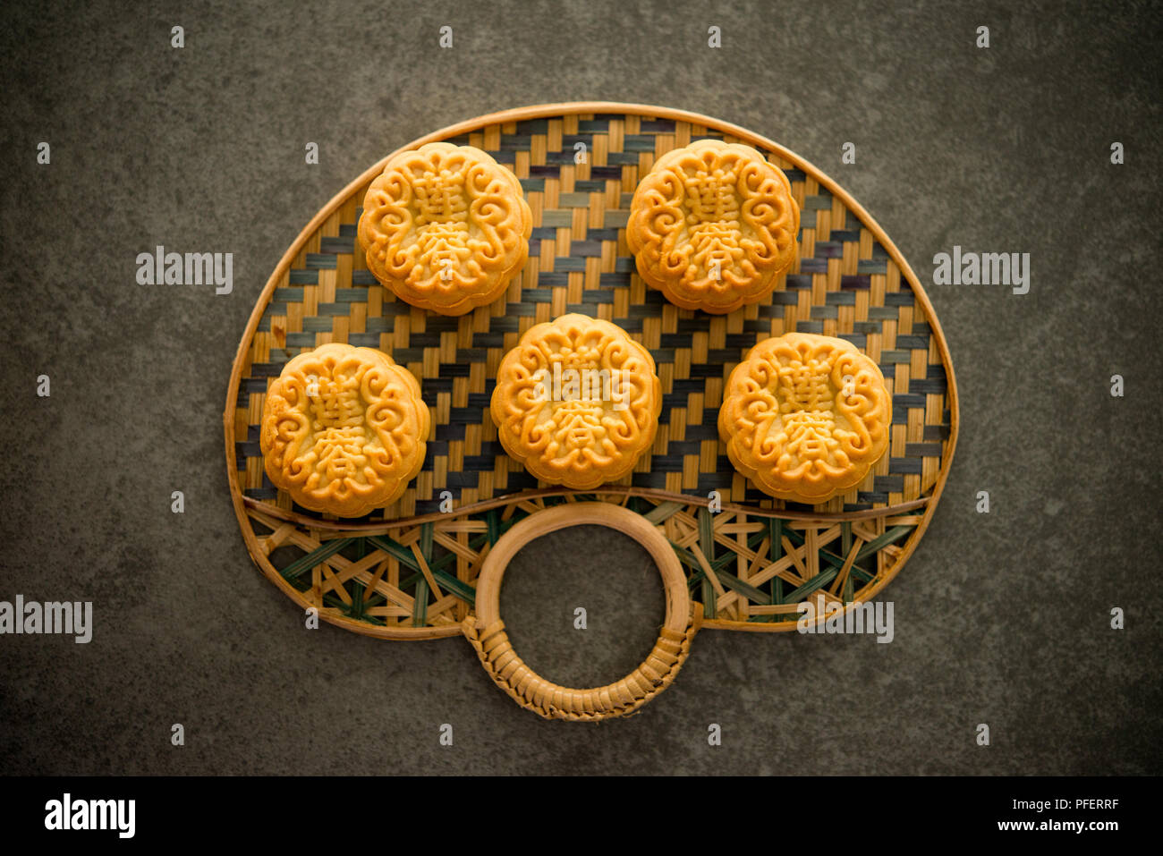 Traditional baked mooncakes is offered to friends or family during Mid ...