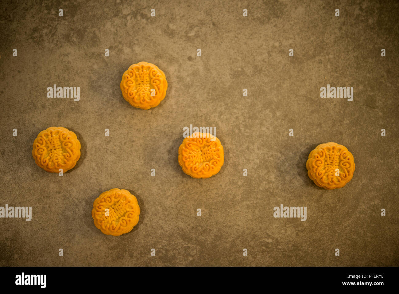 Traditional baked mooncakes is offered to friends or family during Mid ...