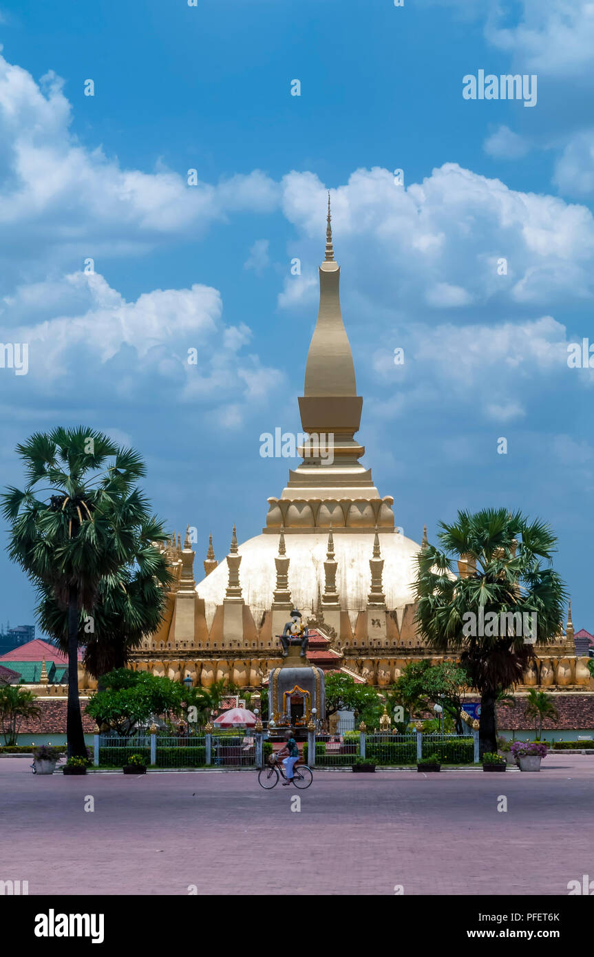 The beautiful and famous Pha That Luang stupa in Vientiane, Laos Stock ...
