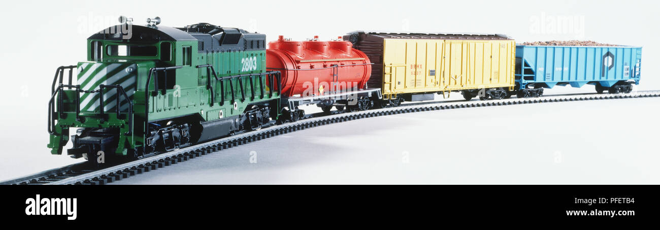 Model of heavy goods train, side view Stock Photo - Alamy