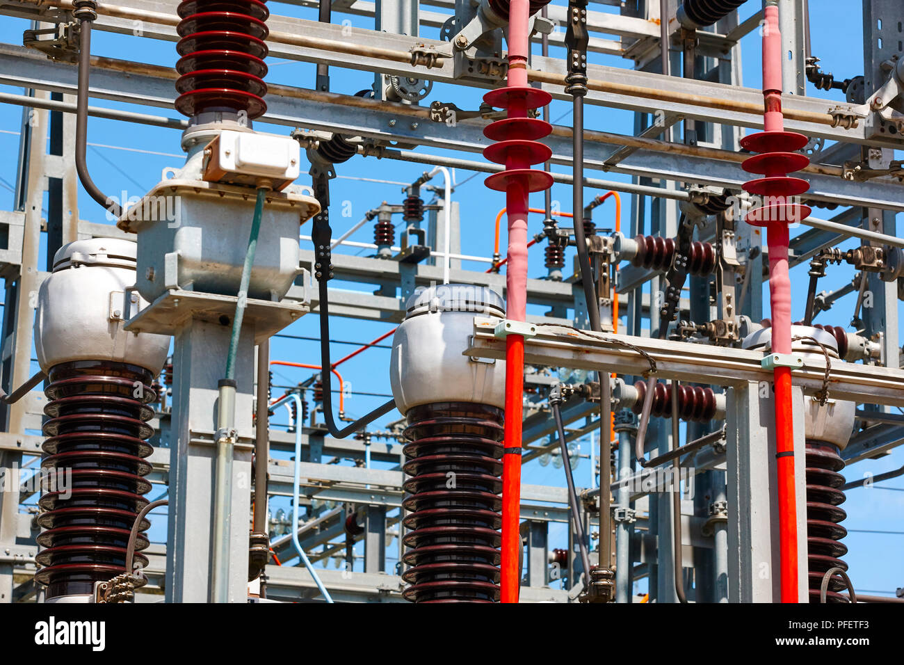 Power station structure detail. Energy plant. Electrical production ...