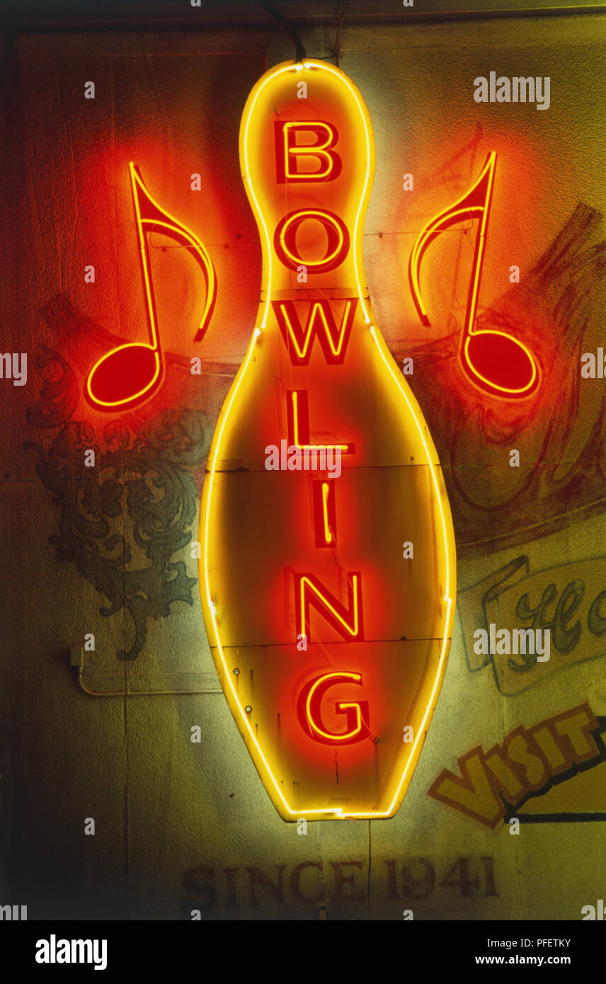 USA, New Orleans, Rock n' Bowl Club, neon sign Stock Photo - Alamy