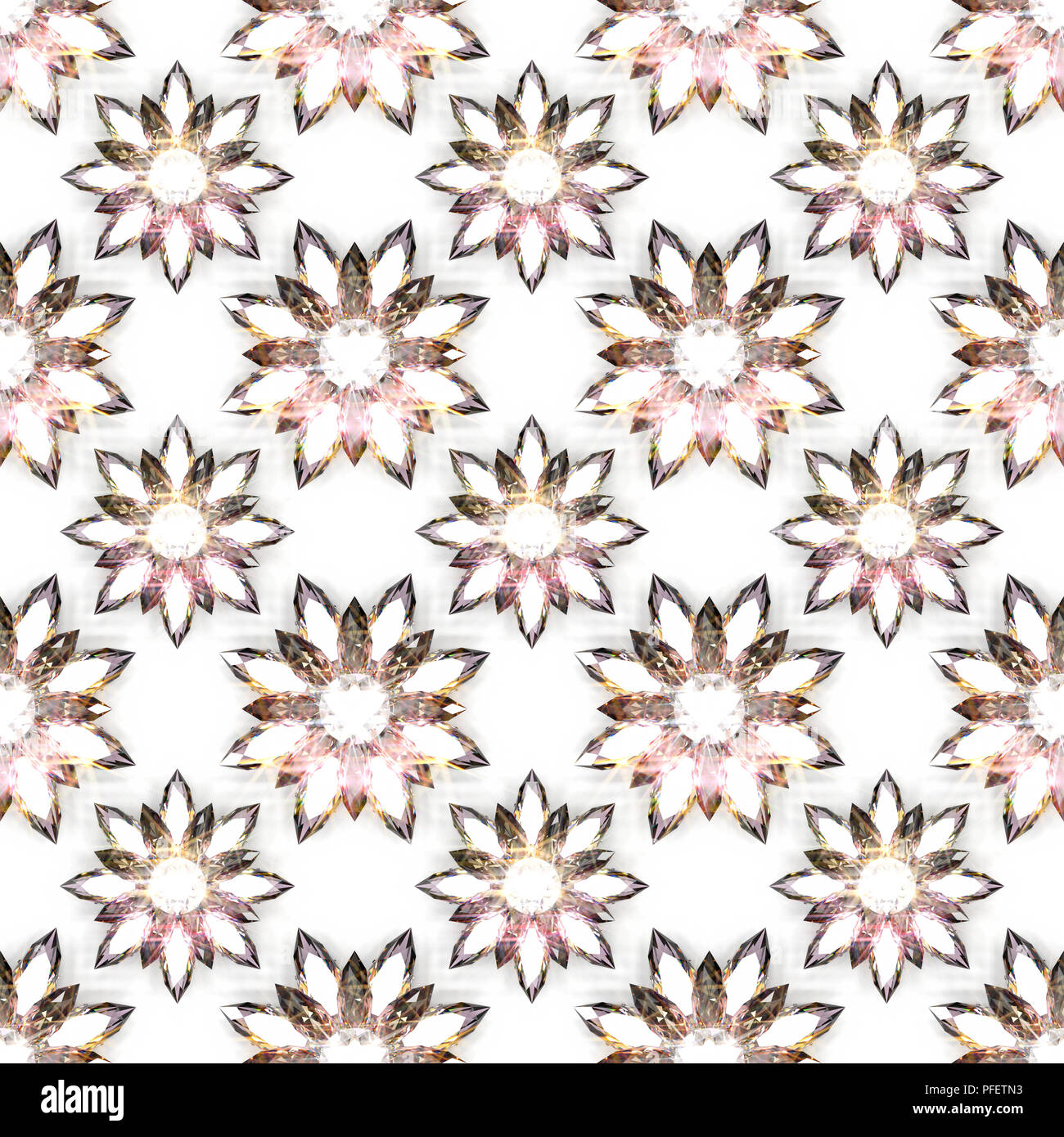 Seamless pattern of diamond flowers on white background Stock Photo - Alamy
