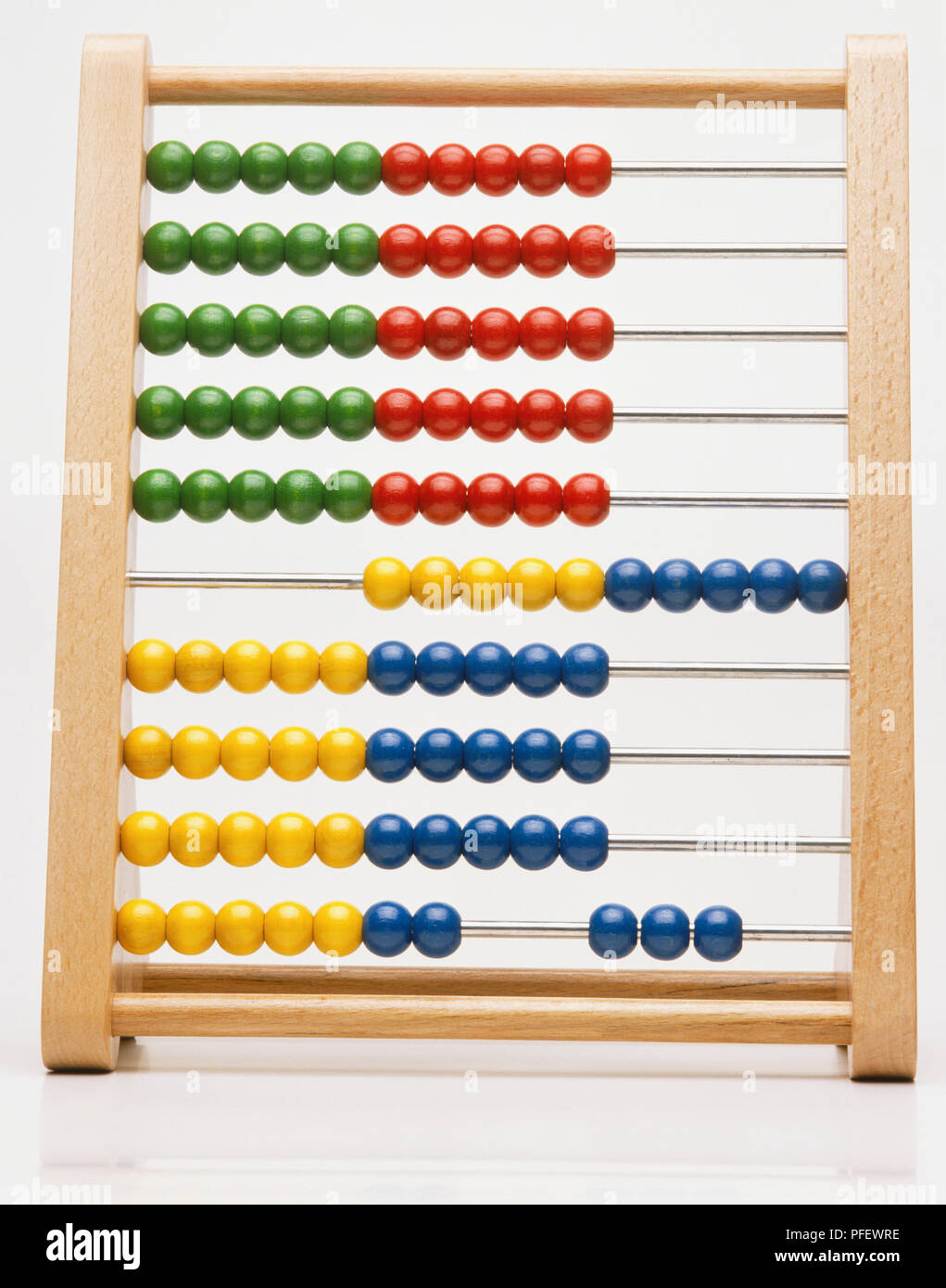 Wooden frame abacus with green, red, blue and yellow balls Stock Photo ...