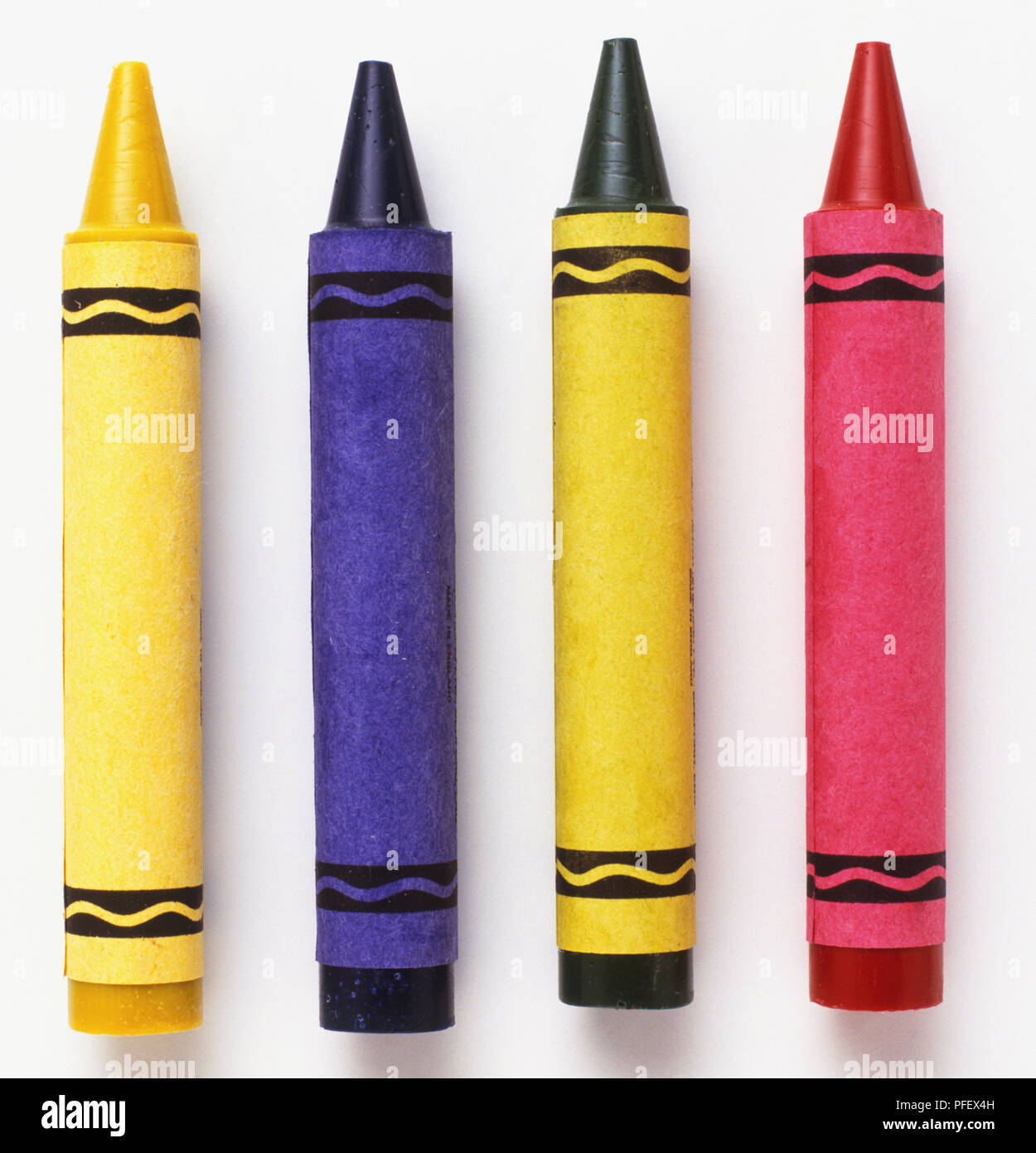 Four coloured crayons, close up Stock Photo - Alamy