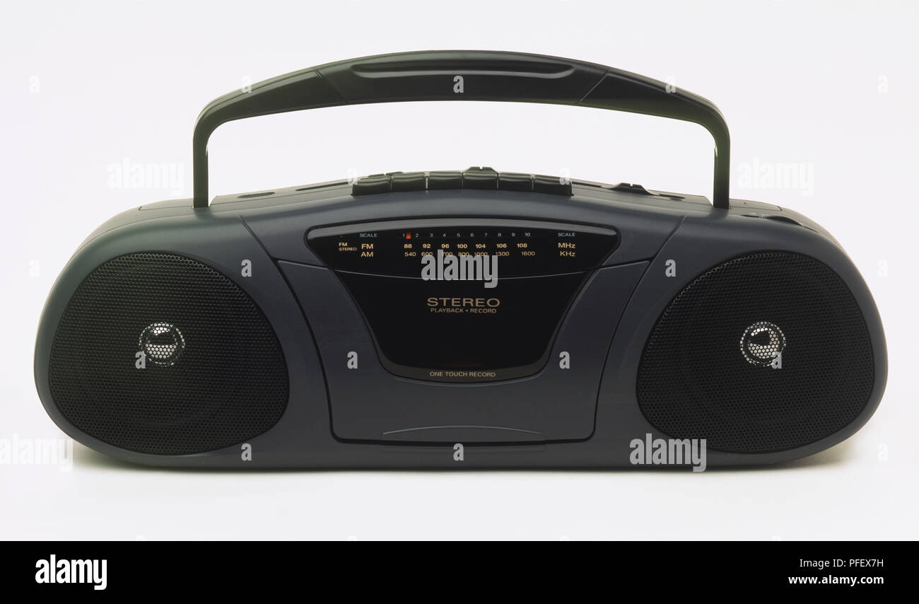 Portable radio player and tape machine Stock Photo - Alamy
