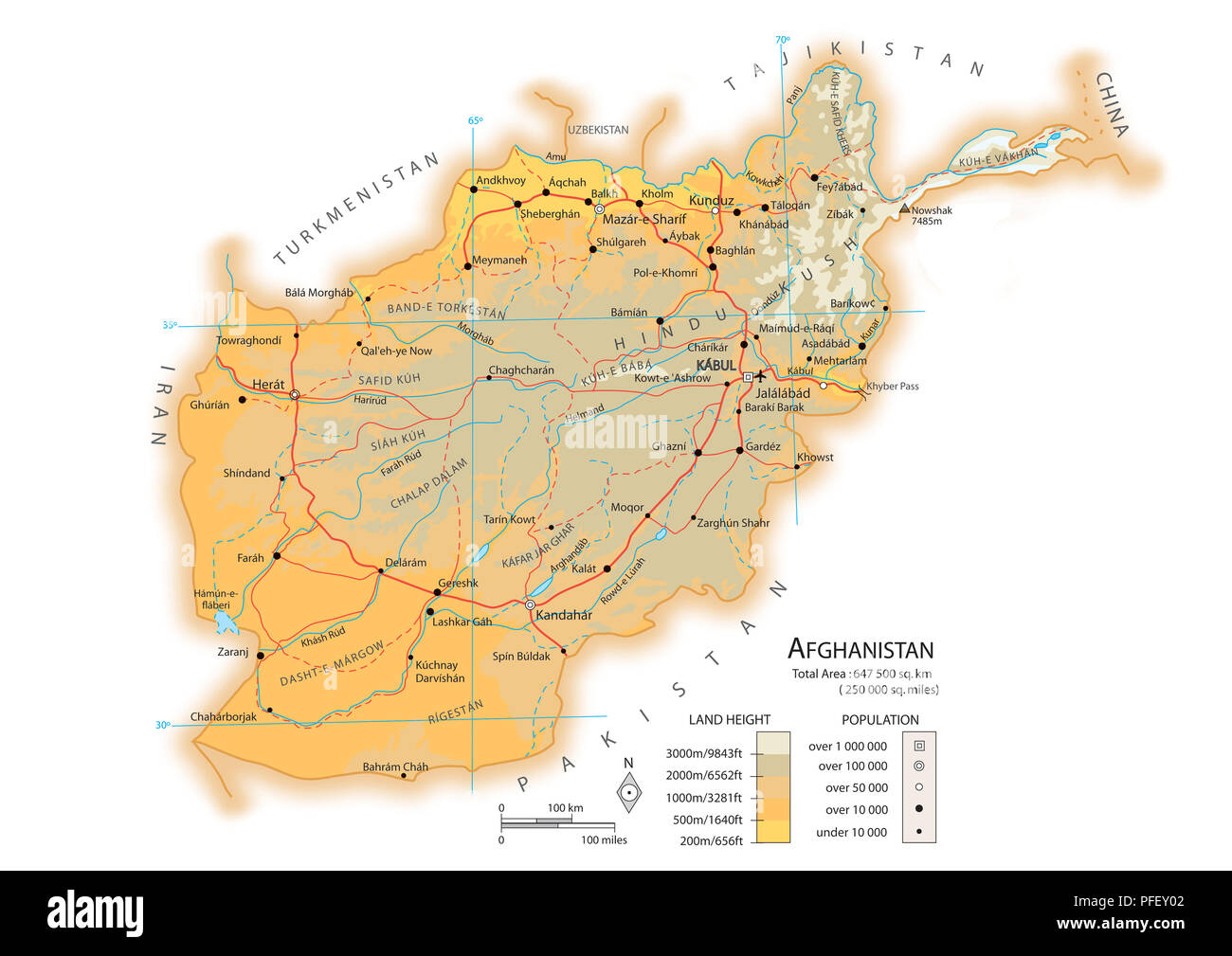 Geographical map of afghanistan